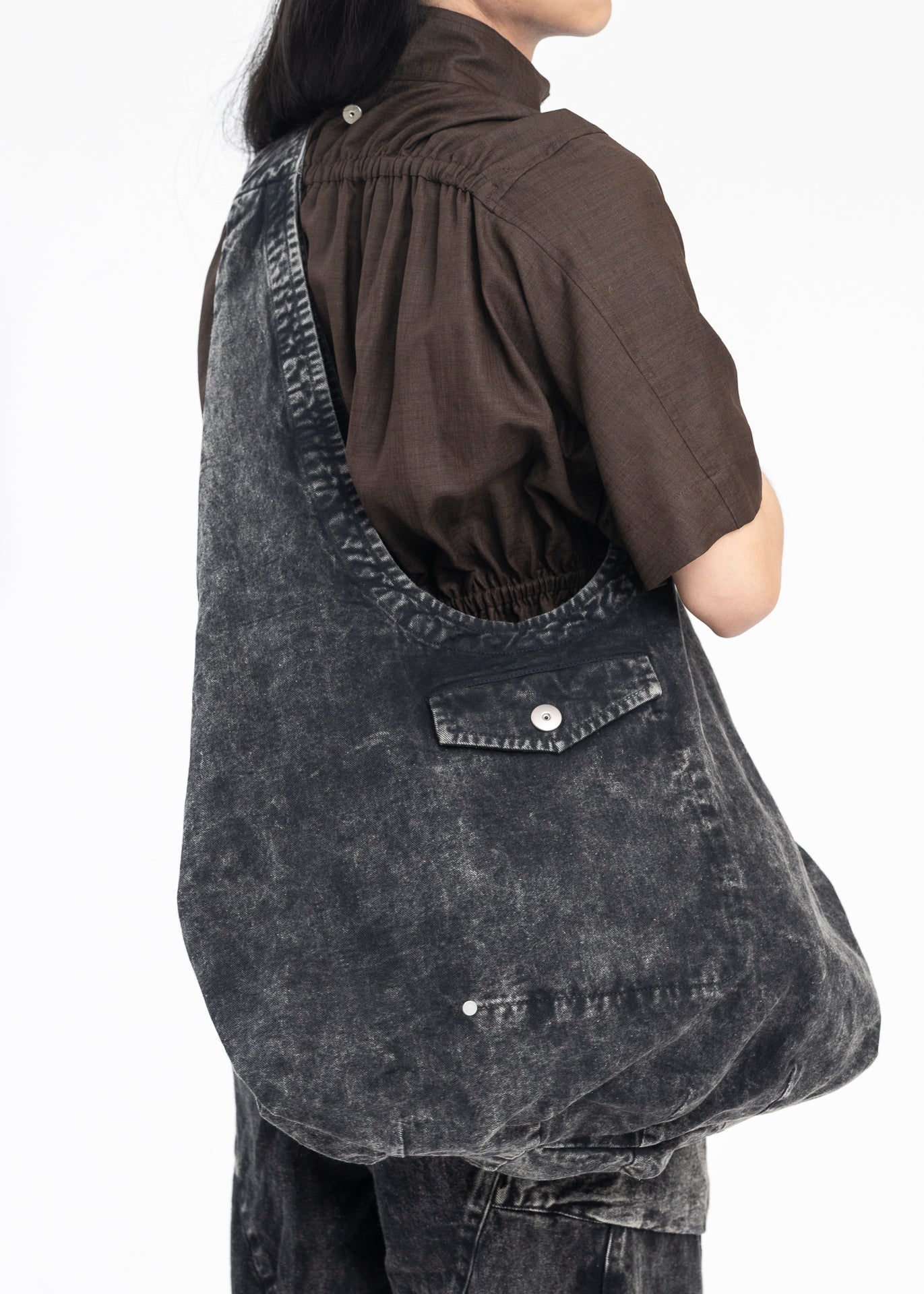 GREY POWDER DISCHARGE DENIM BODY SHOULDER BAG – 017 Shop