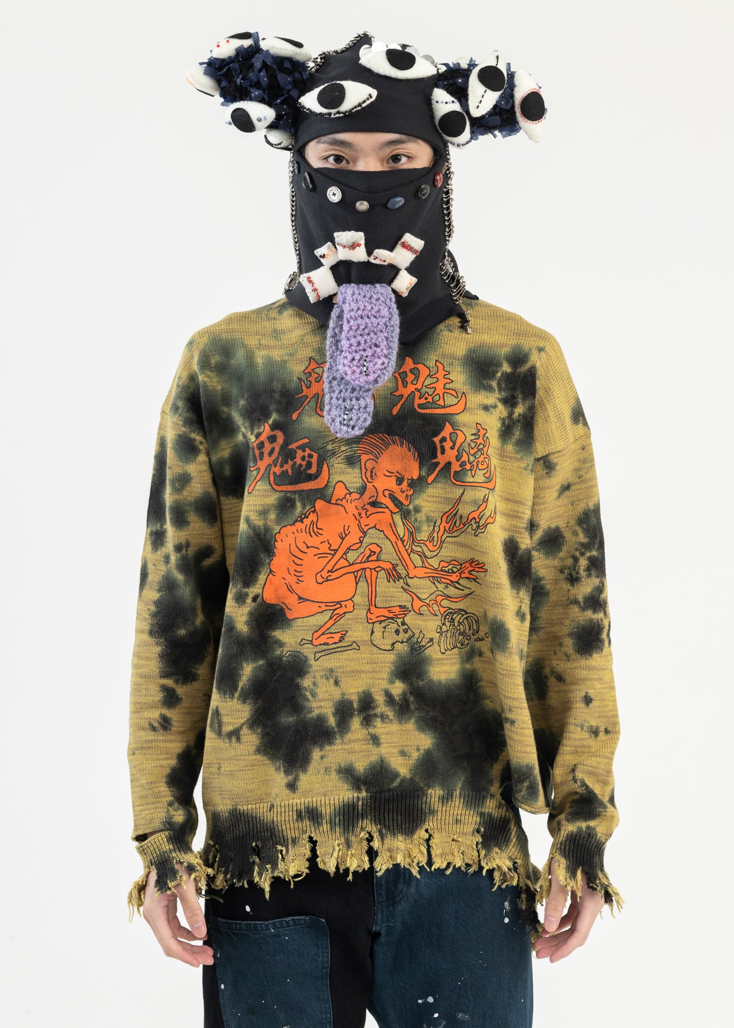 YELLOW DESTROY PULLOVER KNIT CHIMI MORYO PRINT – 017 Shop