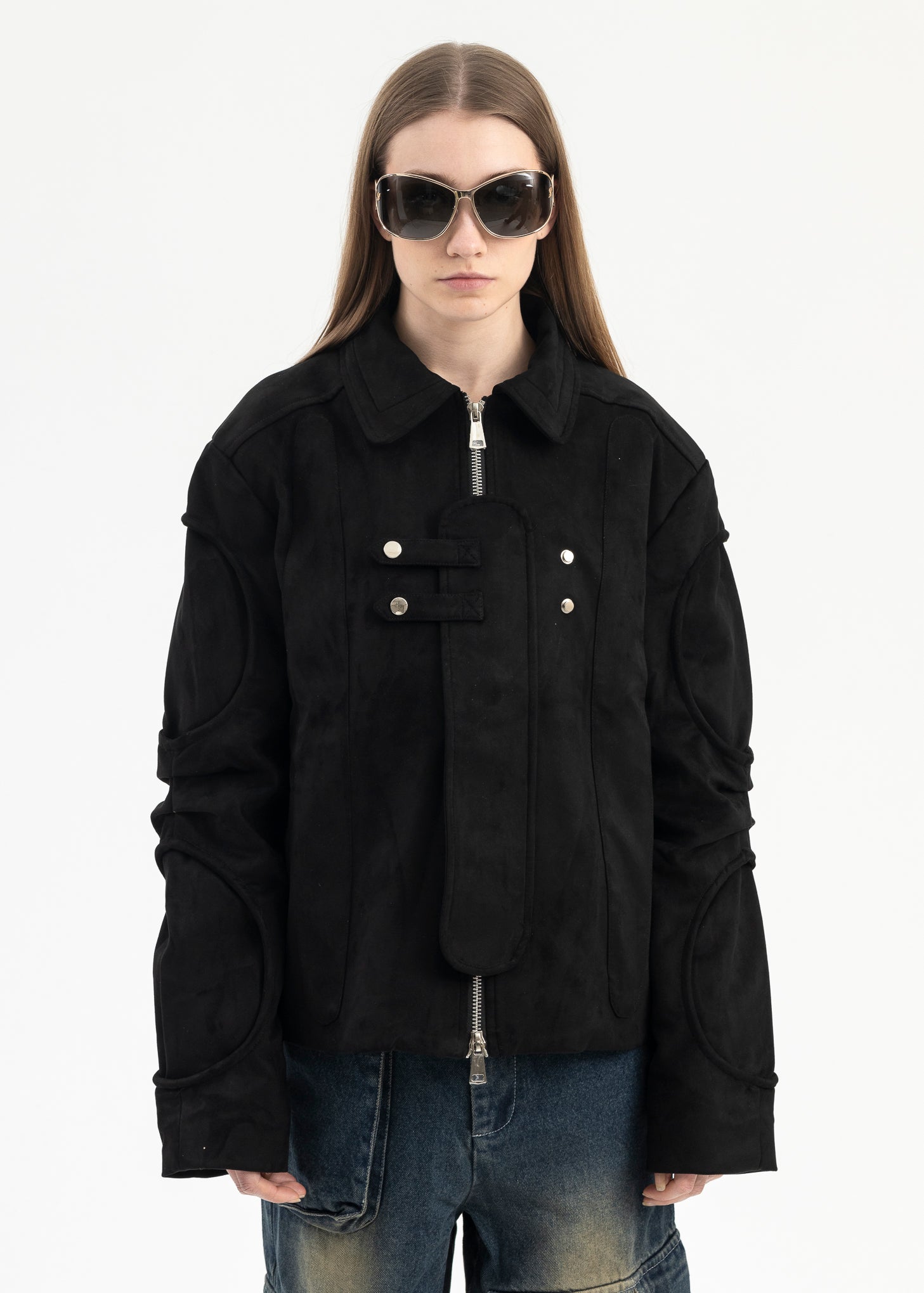 BLACK CUT OUT SUEDE LEATHER JACKET – 017 Shop