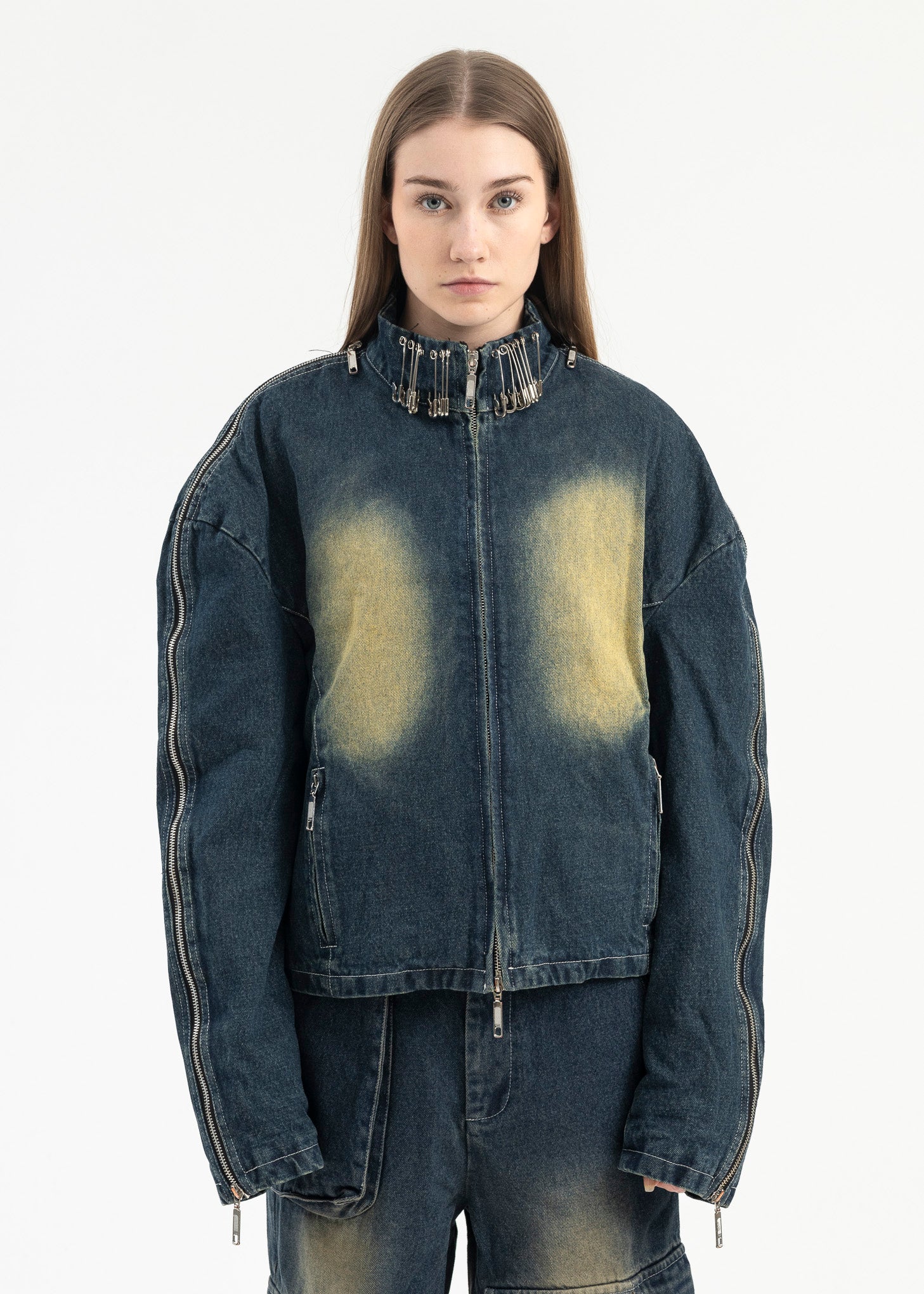 WASH BLUE PINS DENIM JACKET – 017 Shop