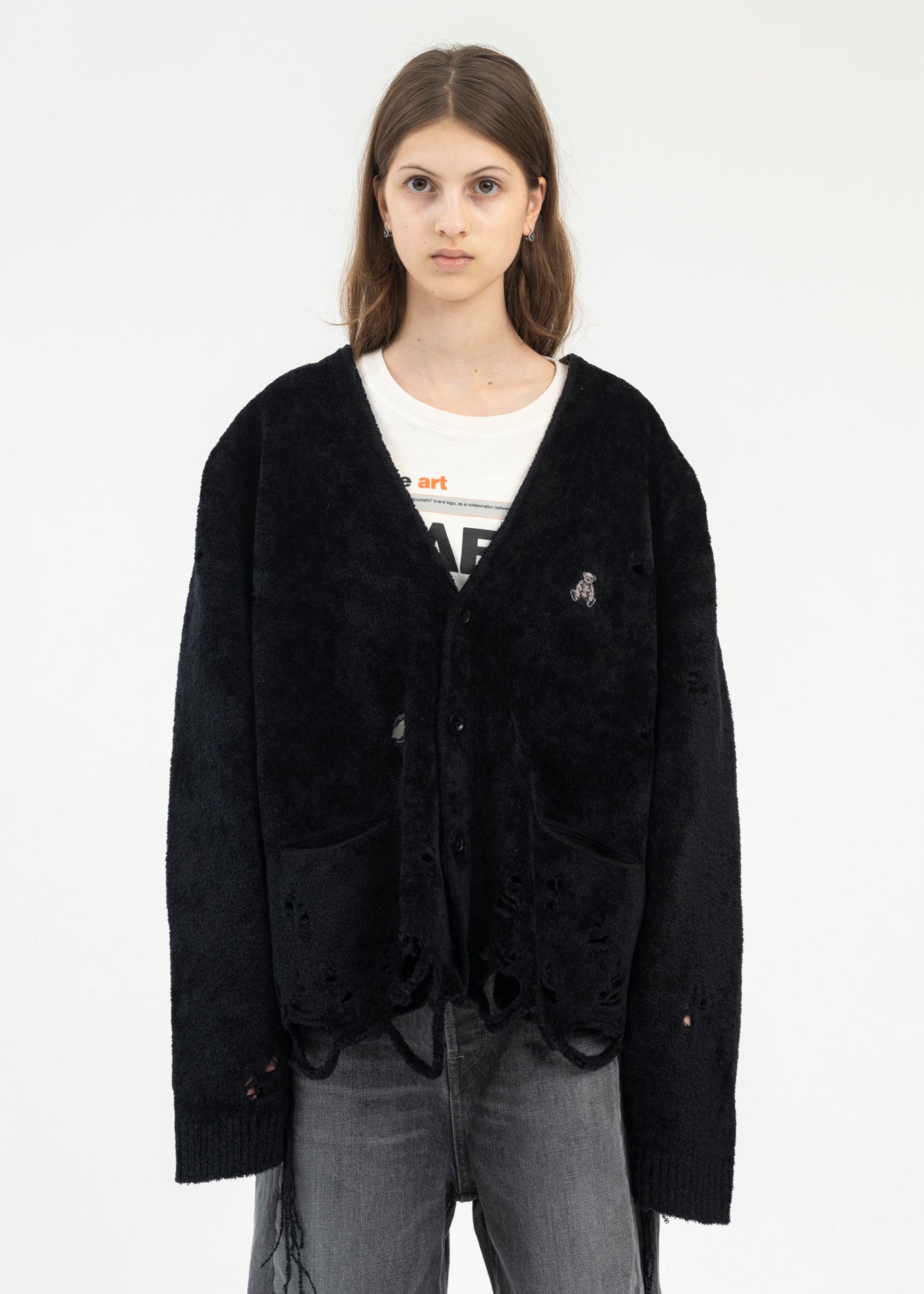 BLACK SILK VELOUR SHORT CARDIGAN – 017 Shop