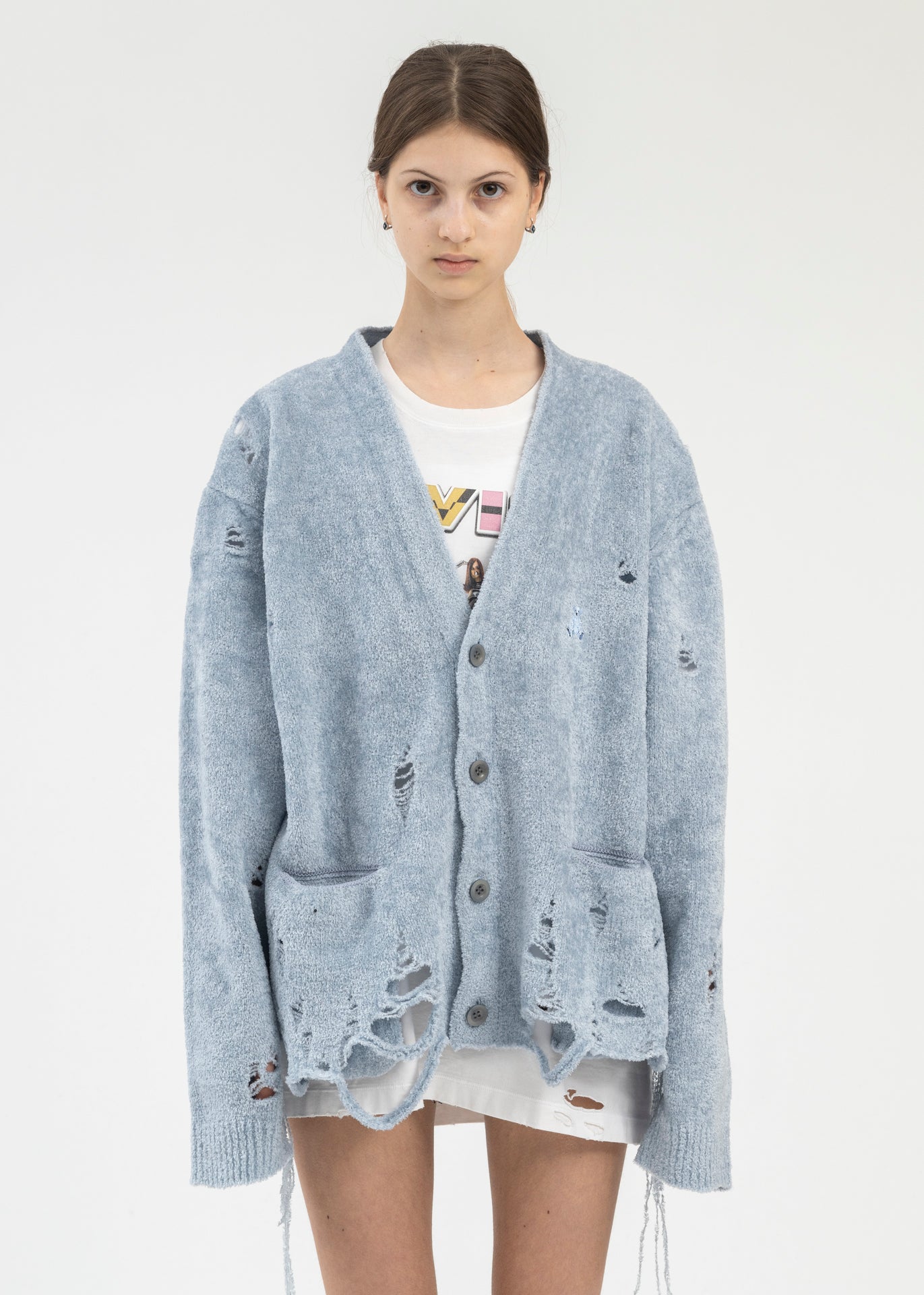 L.BLUE SILK VELOUR SHORT CARDIGAN – 017 Shop