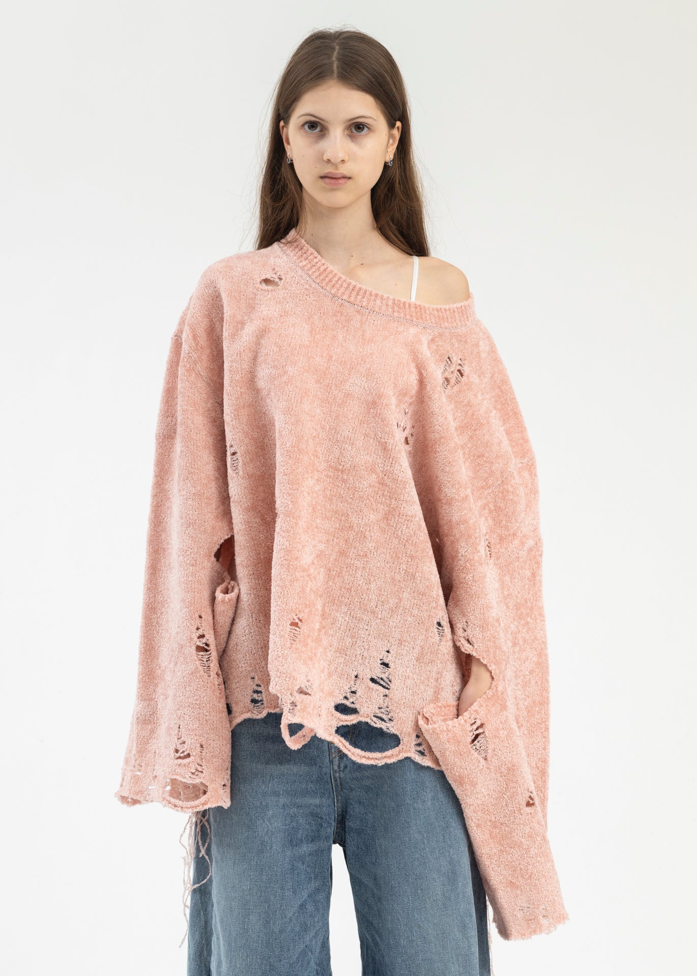 PINK SILK VELOUR OVERSIZED SWEATER – 017 Shop
