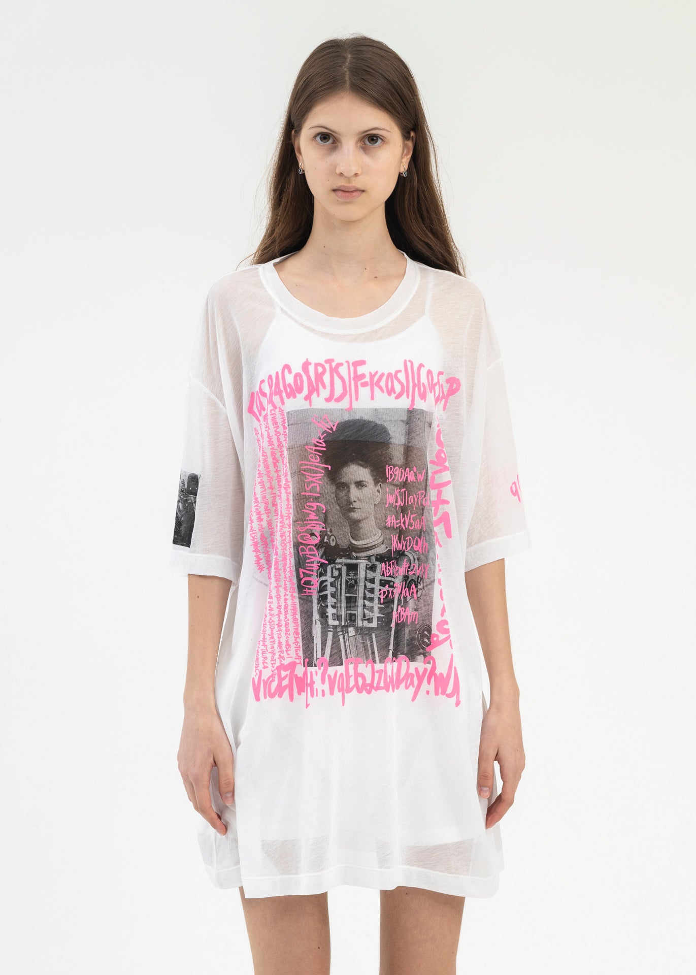 WHITE SEE-THROUGH PRINT T-SHIRT – 017 Shop