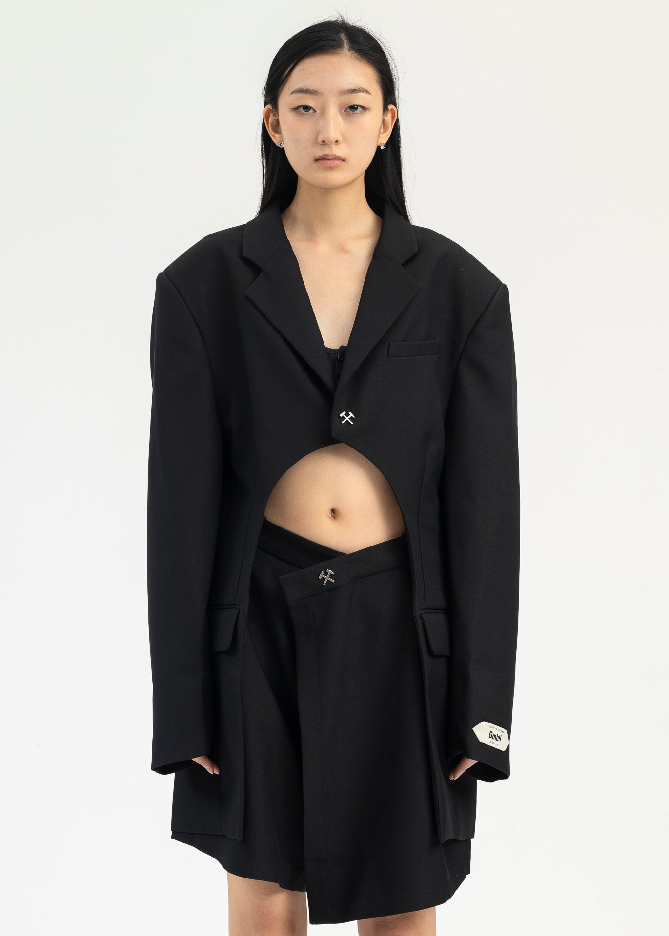BLACK BLAZER WITH CUT-OUT – 017 Shop