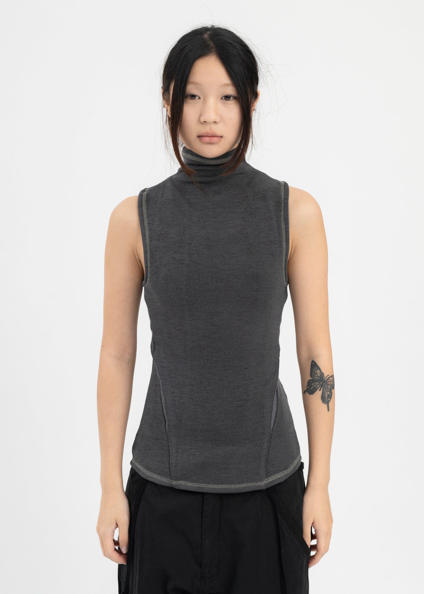 DARK GREY RACERBACK TOP – 017 Shop