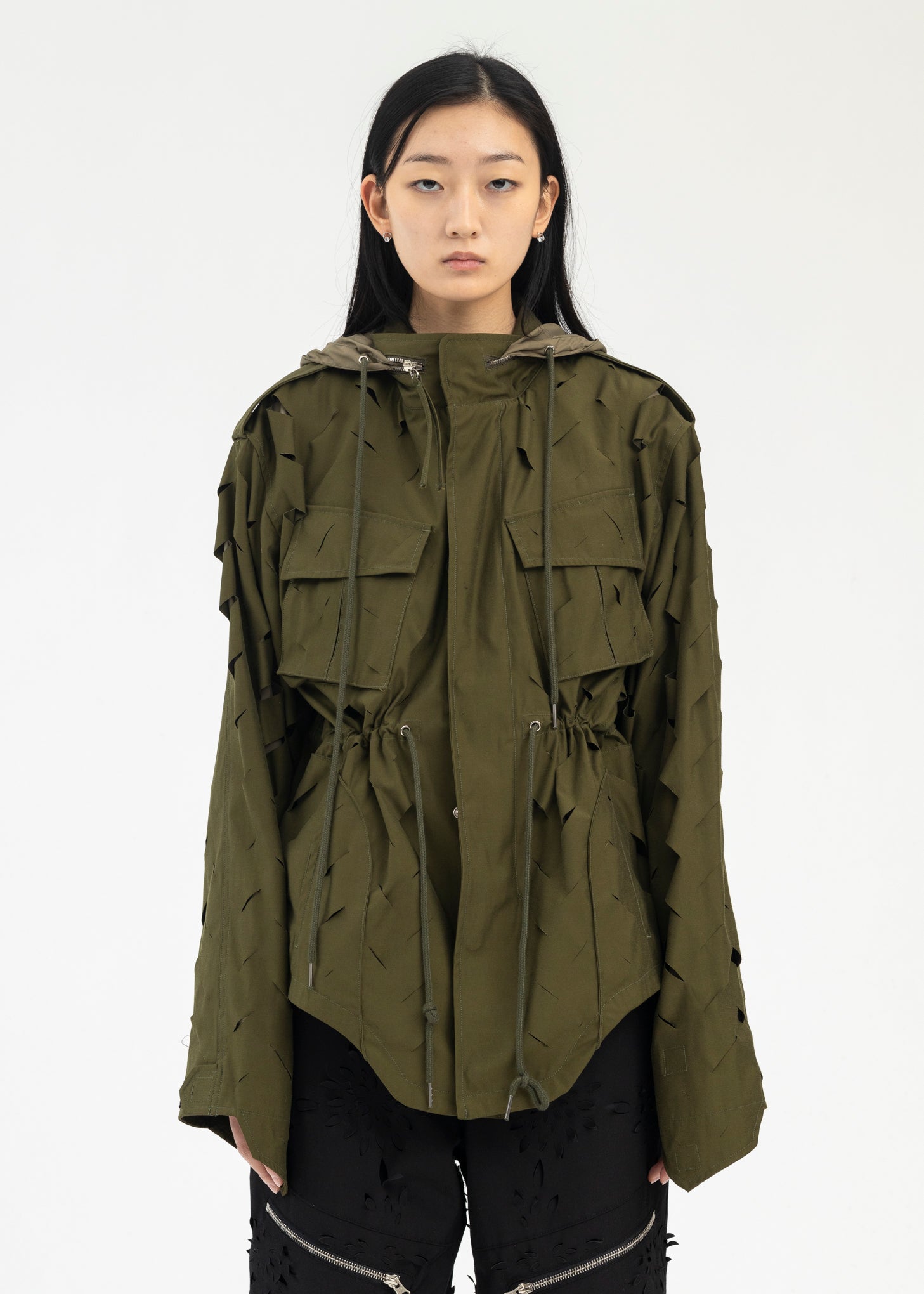 OLIVE LASER-SLASHED M-65 FIELD JACKET – 017 Shop