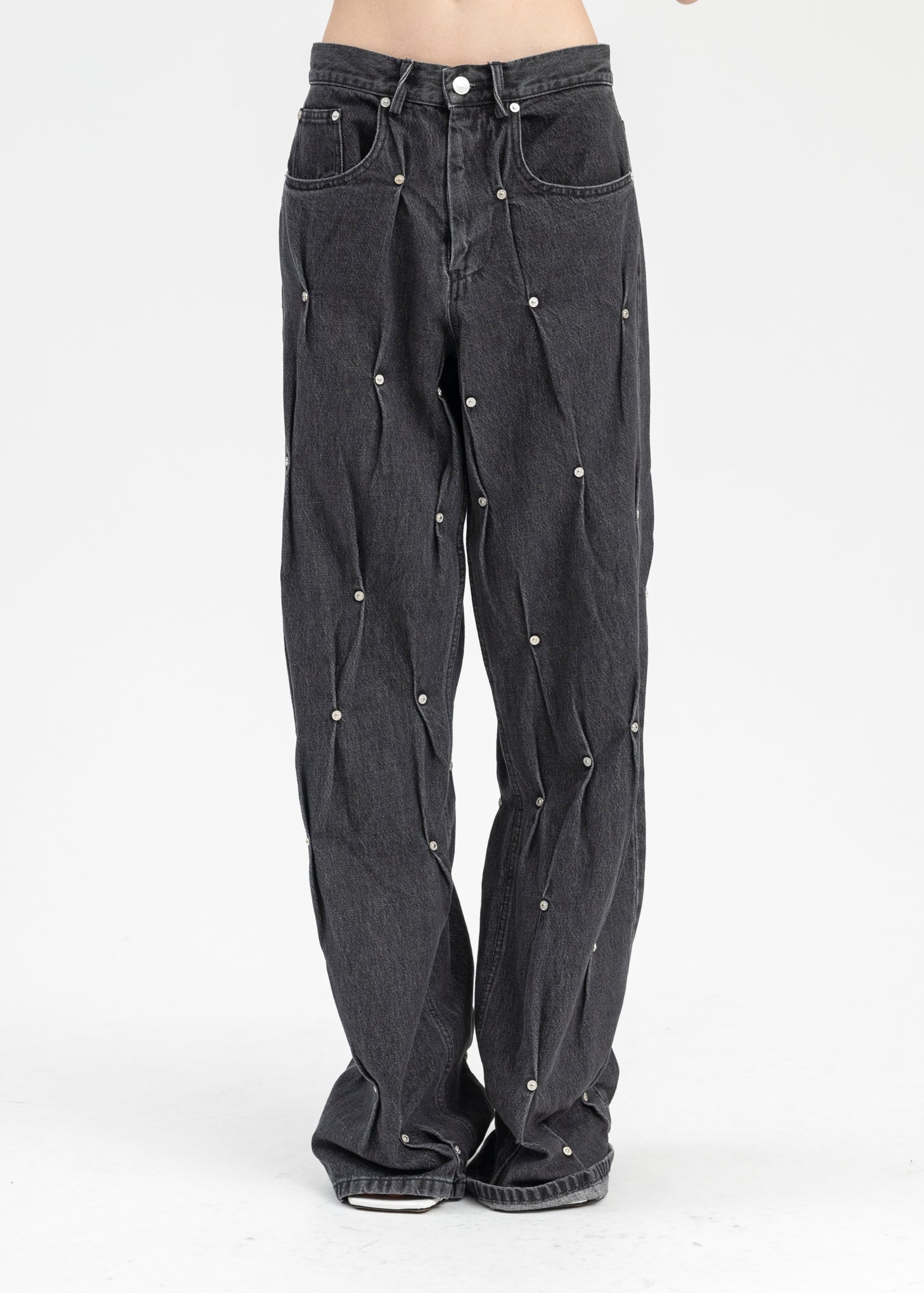 BLACK MULTI RIVET DENIM PANTS – 017 Shop
