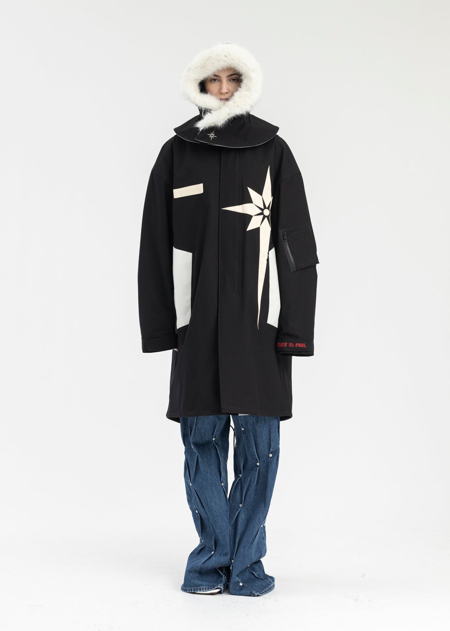 BLACK ORIGAMI HOODED OVERCOAT – 017 Shop