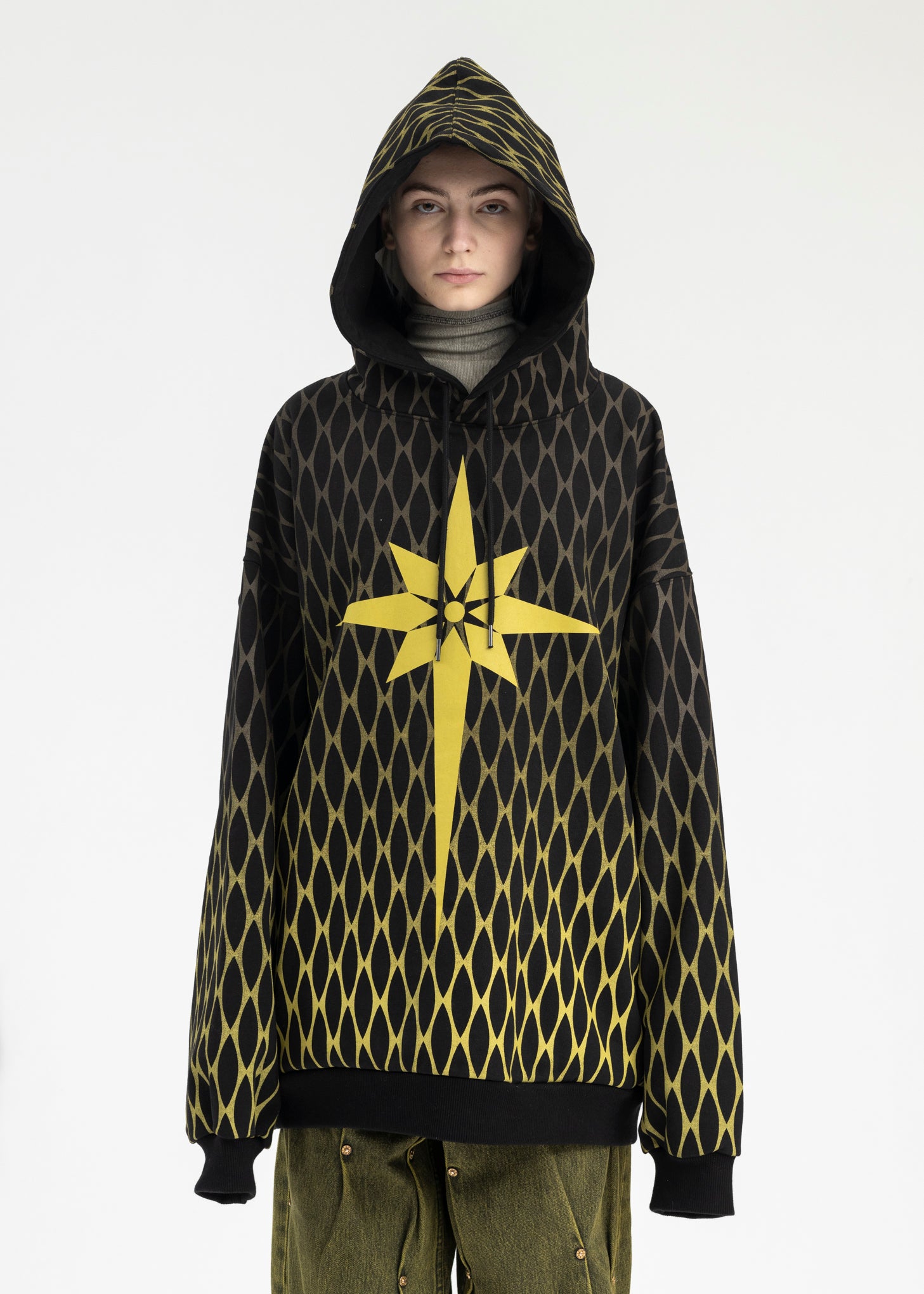 BLACK ORIGAMI PRINT HOODIE – 017 Shop