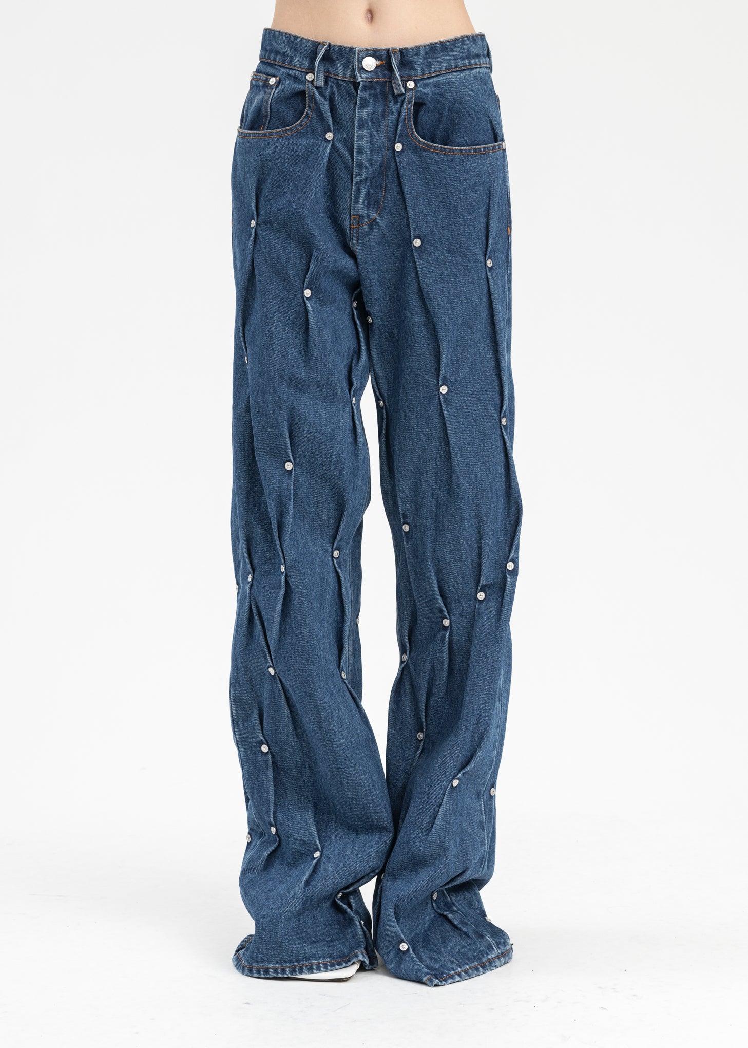 BLUE MULTI RIVET DENIM PANTS – 017 Shop