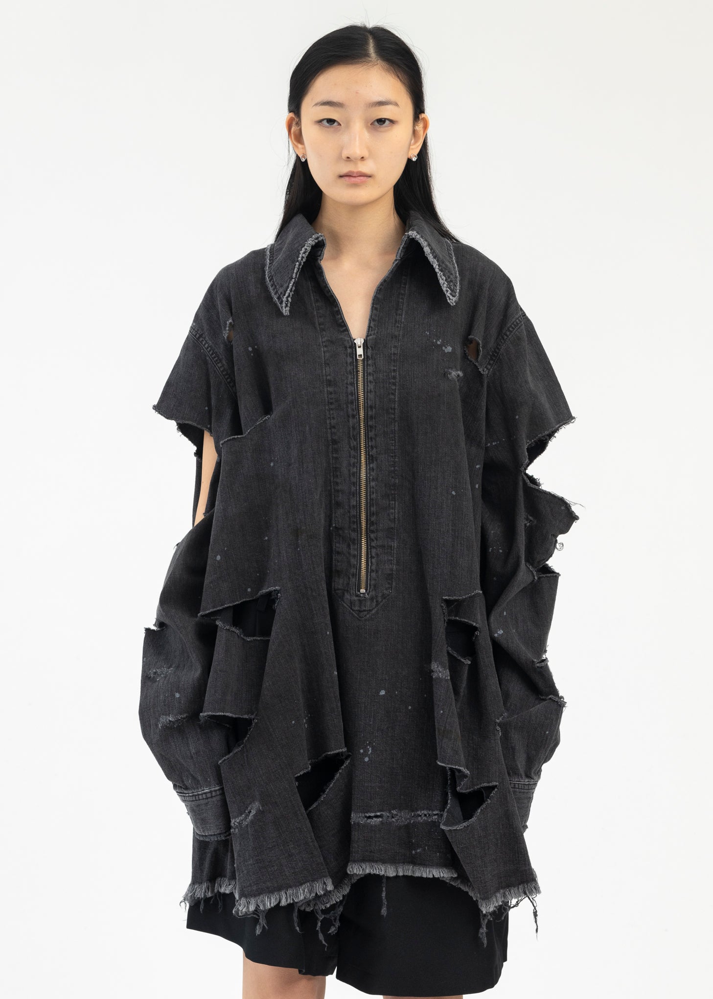 BLACK DESTROY PULLOVER DENIM SHIRT – 017 Shop