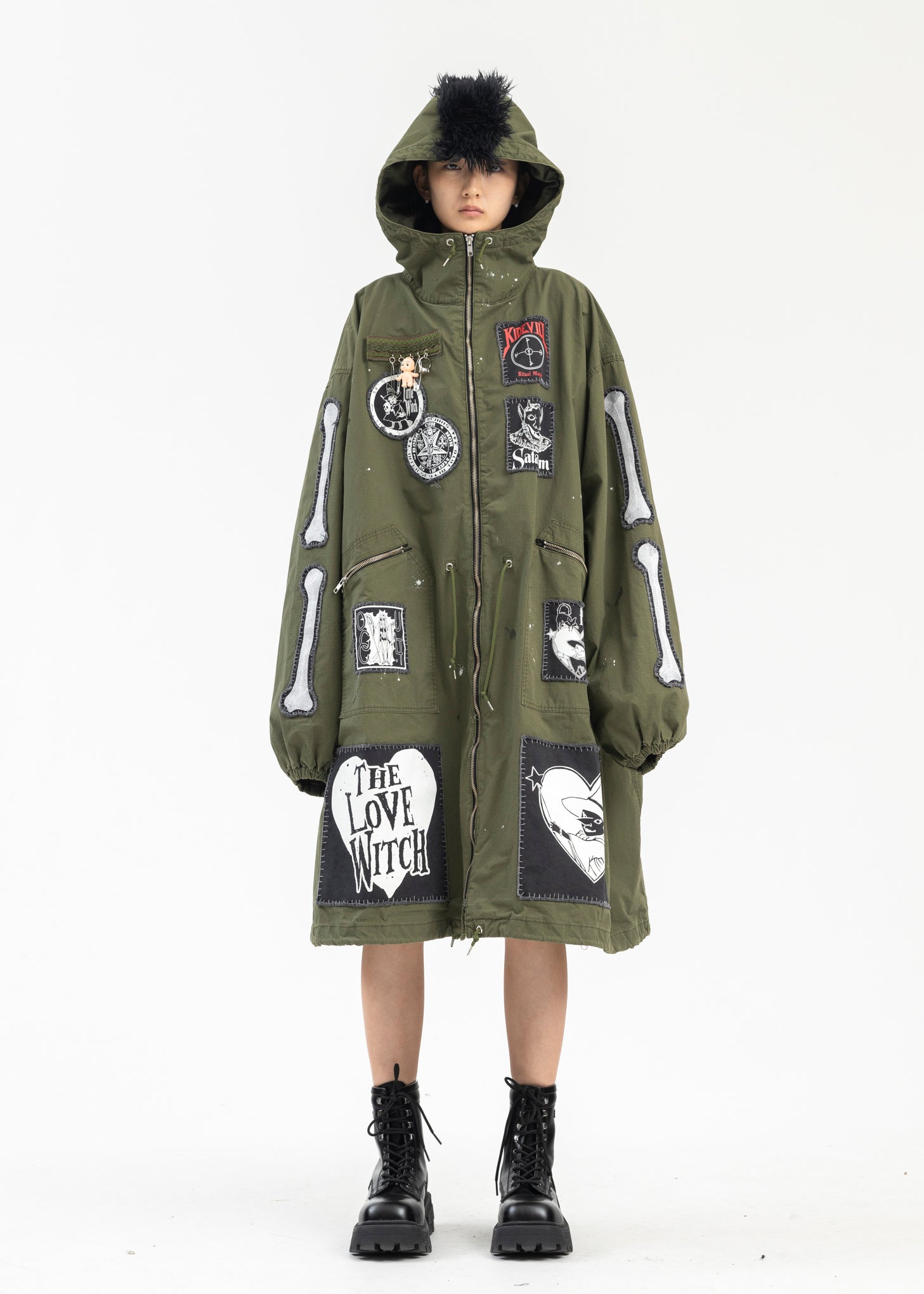 KHAKI GREEN MOHAWK PATCH MODS COAT – 017 Shop
