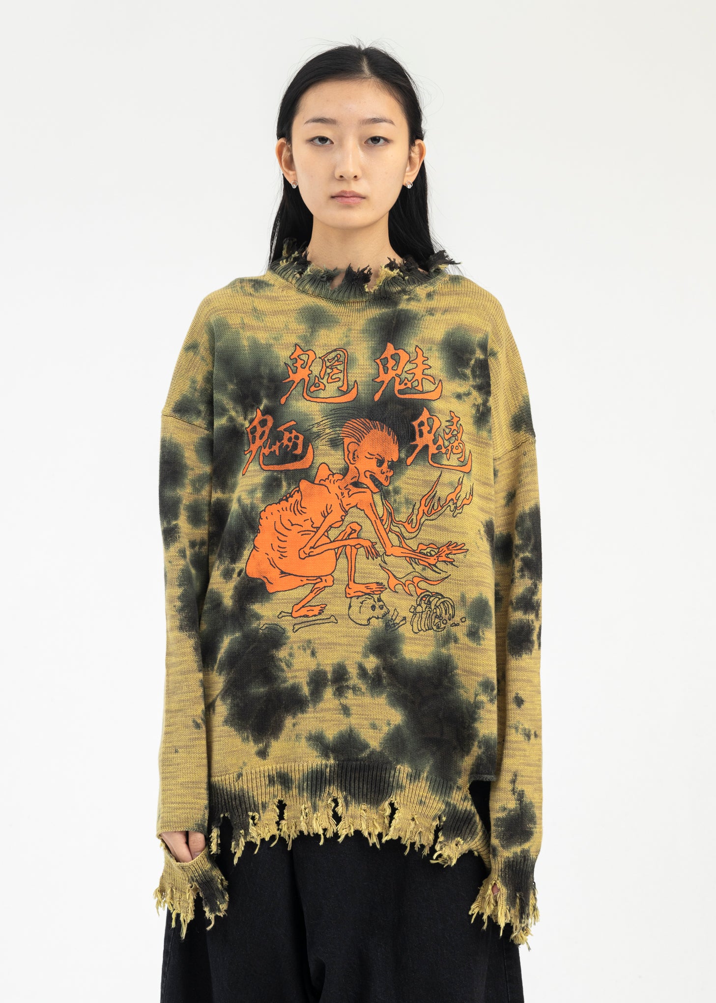 YELLOW DESTROY PULLOVER KNIT CHIMI MORYO PRINT – 017 Shop