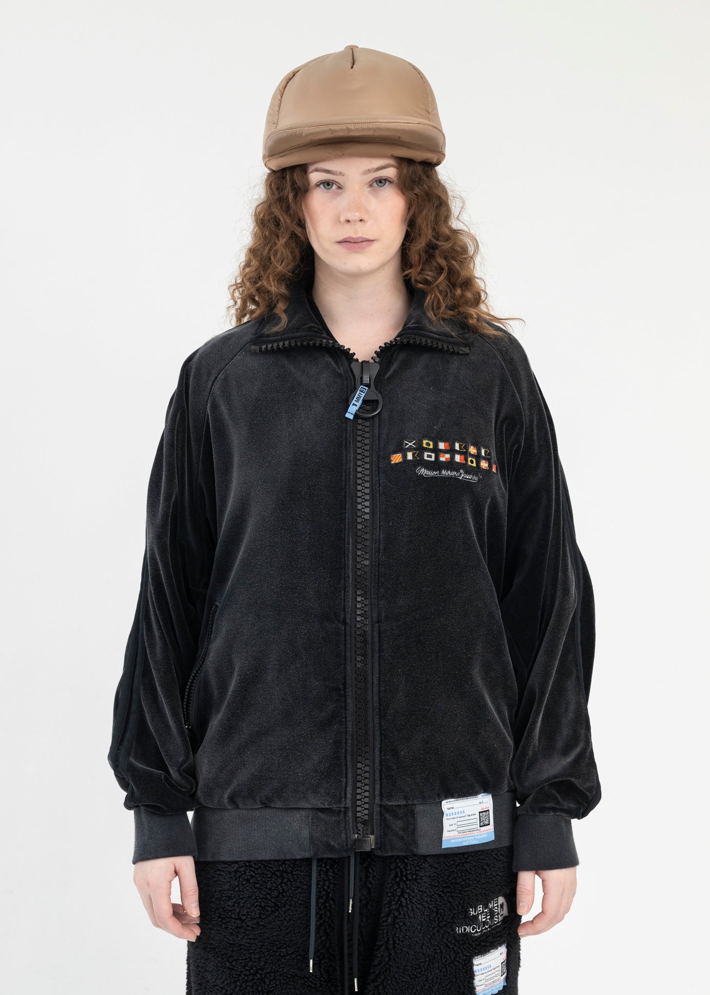Black Wide Back Velour Track Jacket – 017 Shop