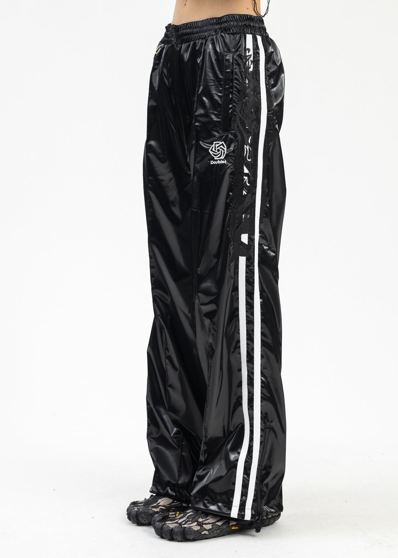 BLACK LAMINATE TRACK PANTS – 017 Shop