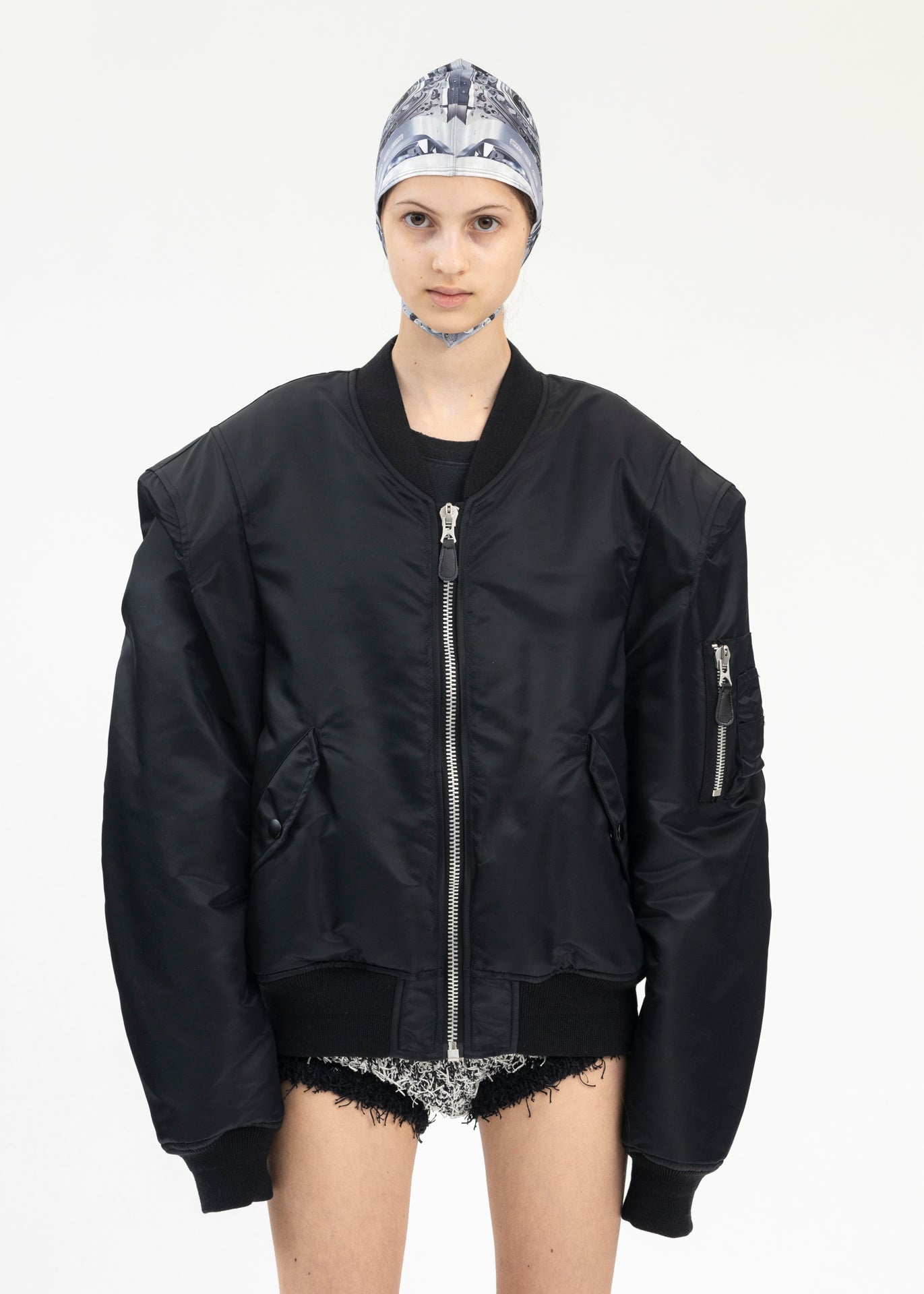 BLACK ROBOT SHOULDER BOMBER JACKET – 017 Shop