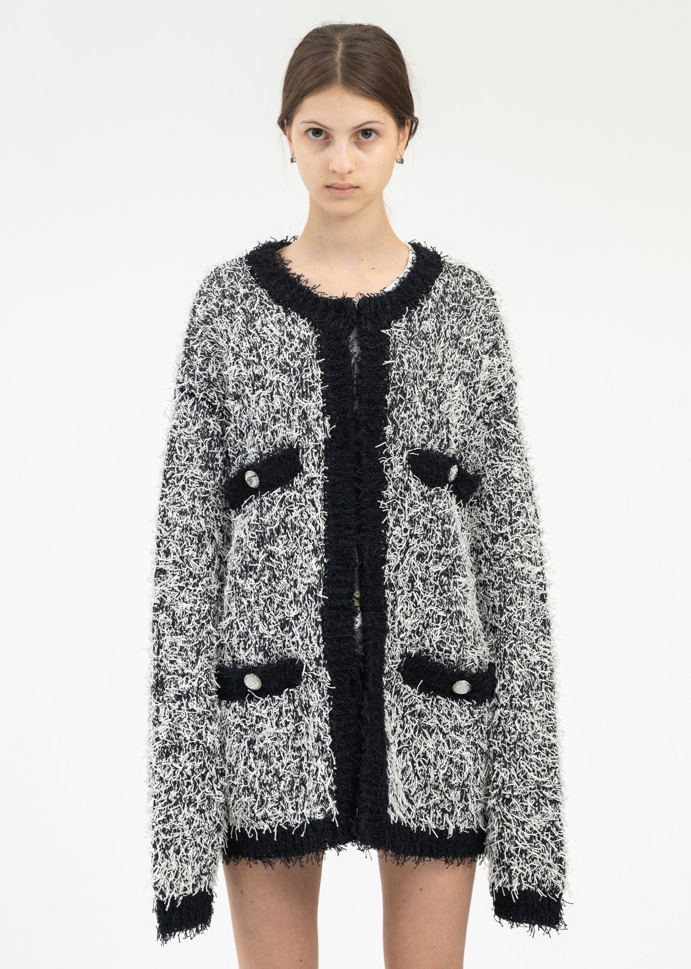 BLACK TWEED KNIT CARDIGAN – 017 Shop