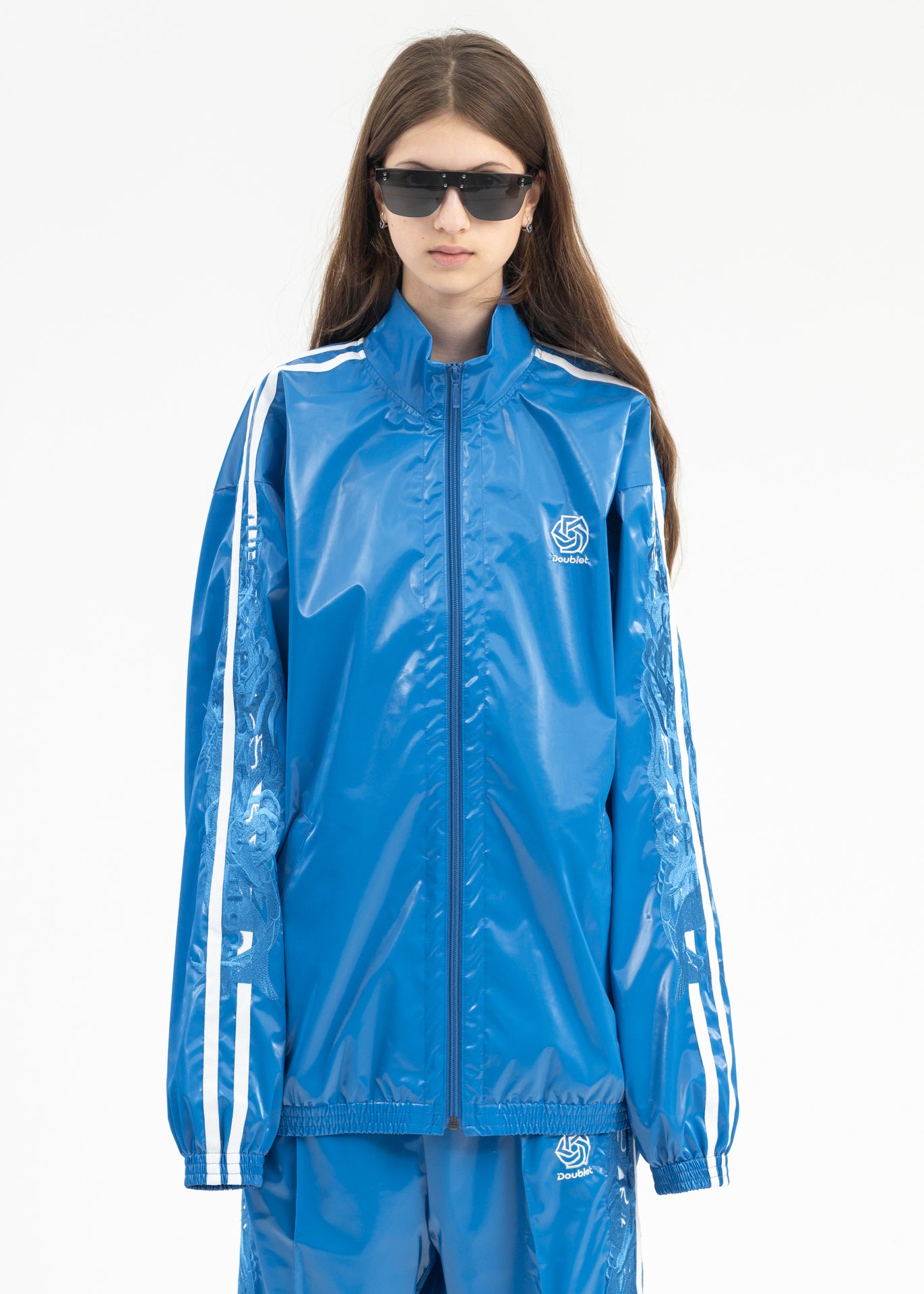 BLUE LAMINATE TRACK JACKET – 017 Shop