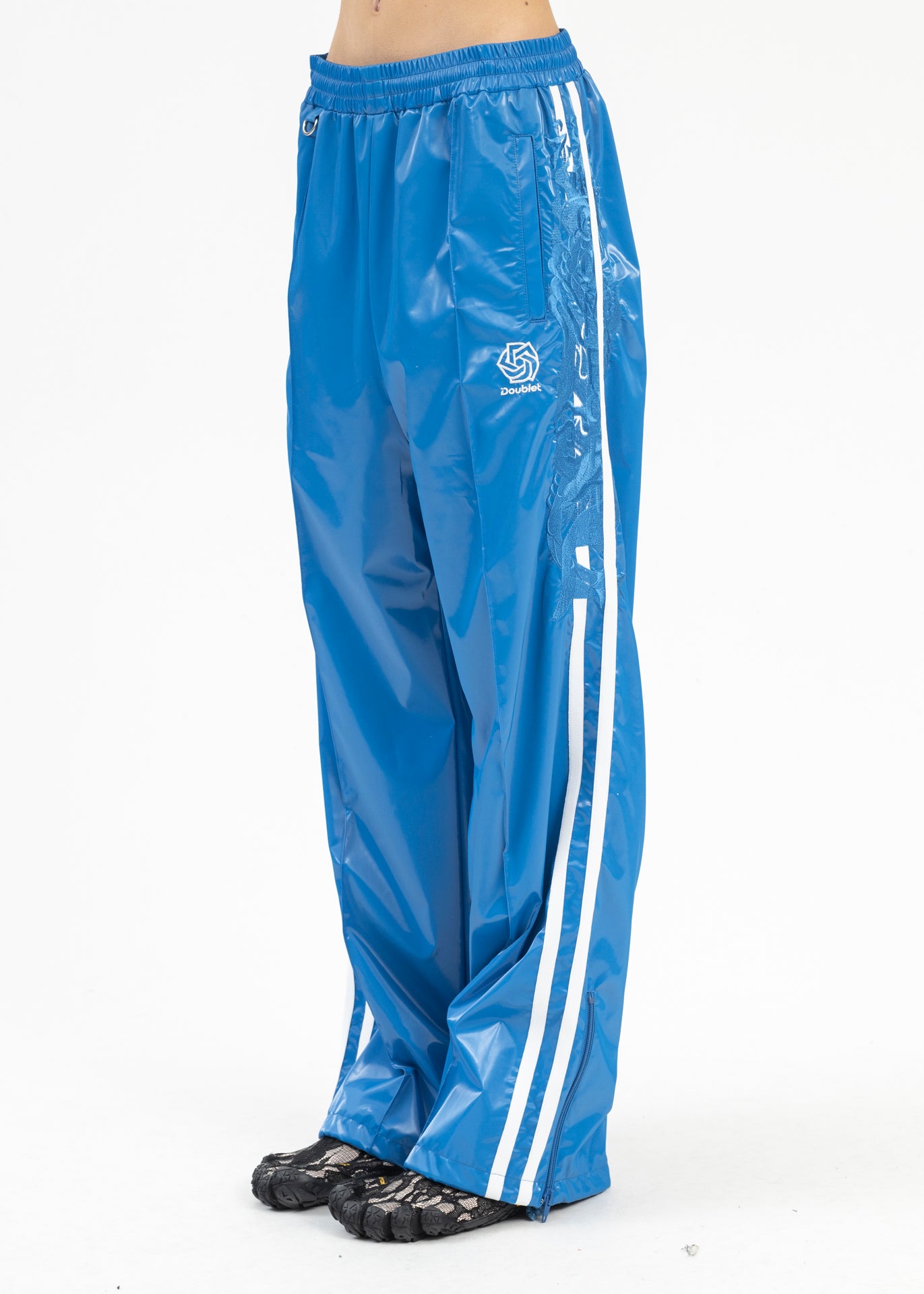 BLUE LAMINATE TRACK PANTS – 017 Shop