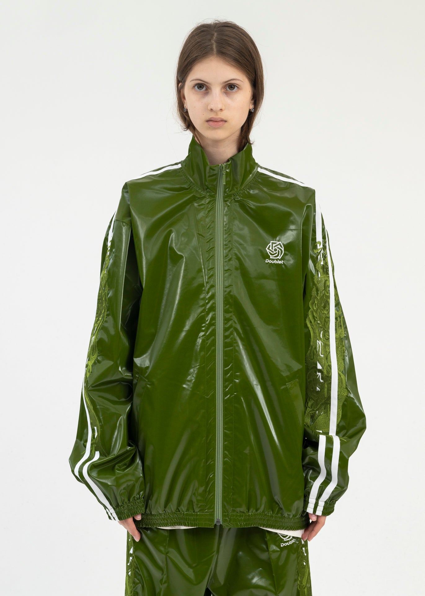 KHAKI LAMINATE TRACK JACKET – 017 Shop