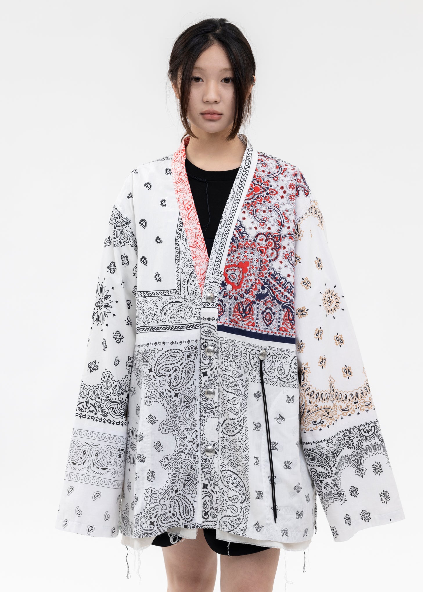 WHITE PATCH WORK BANDANA CONCHO JACKET – 017 Shop