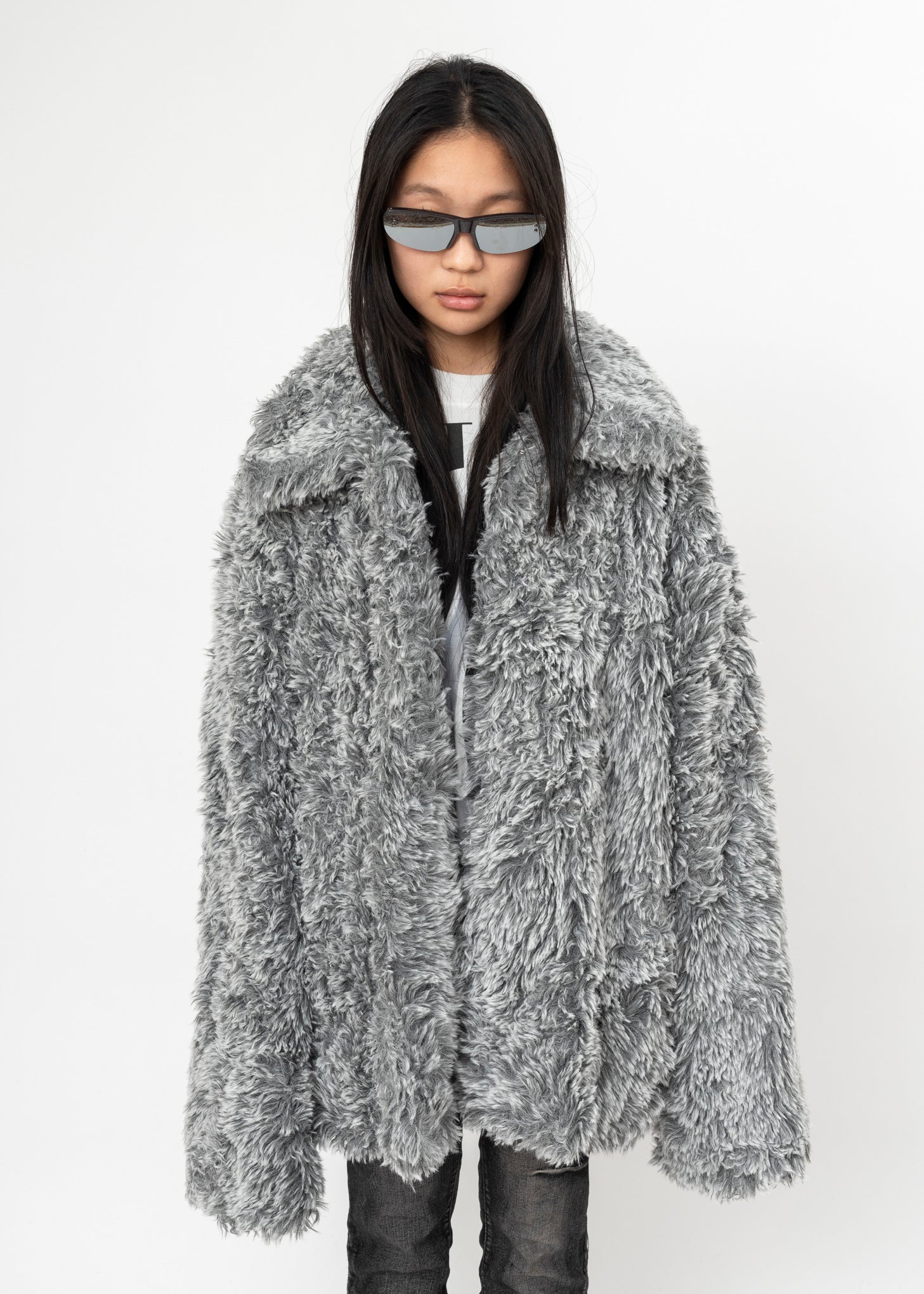 GREY DOUBLET SINISTER MOUTH FAUX FUR JACKET – 017 Shop