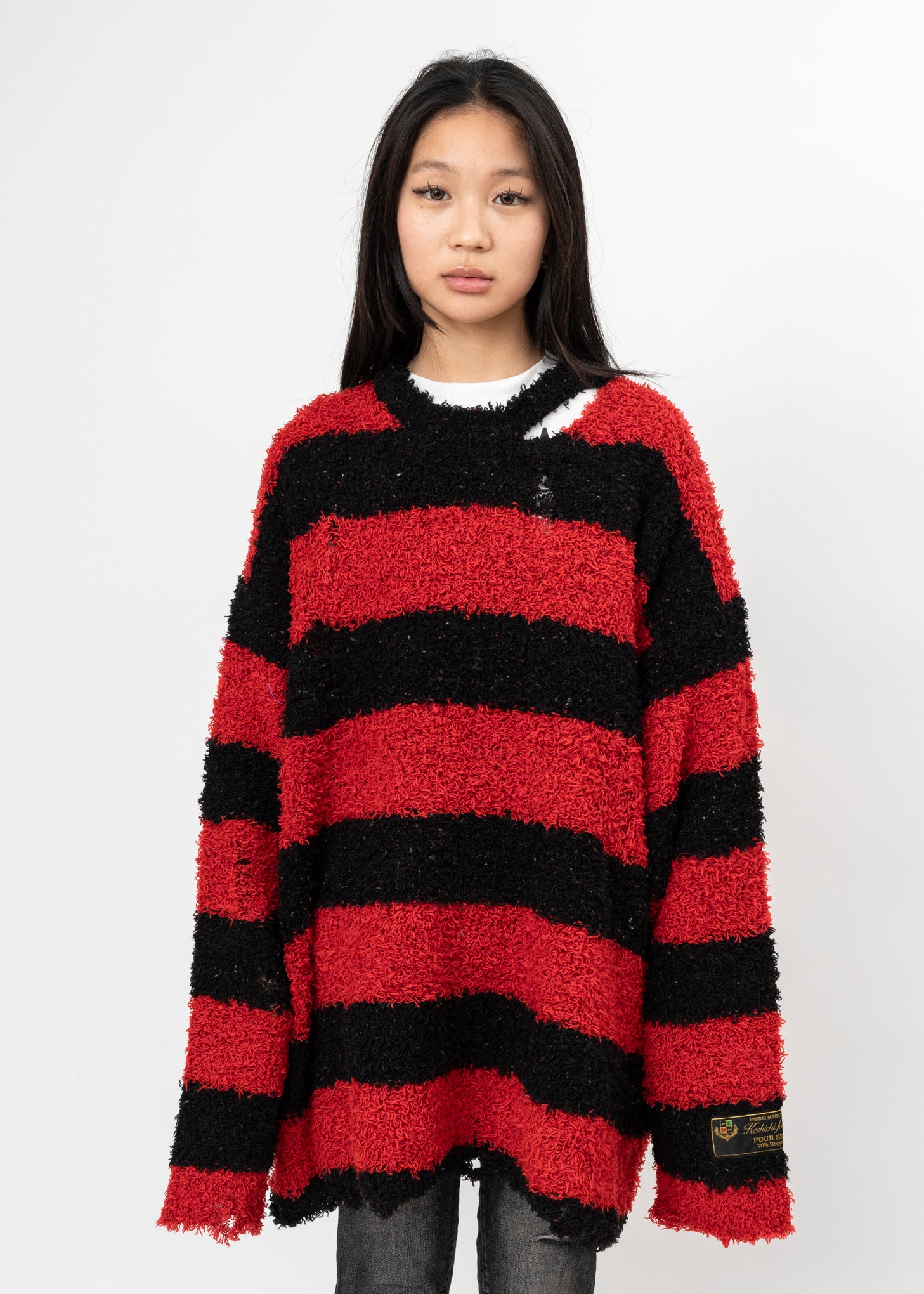 BLACK AND RED DOUBLET RECYCLED WOOL STRIPE KNIT – 017 Shop