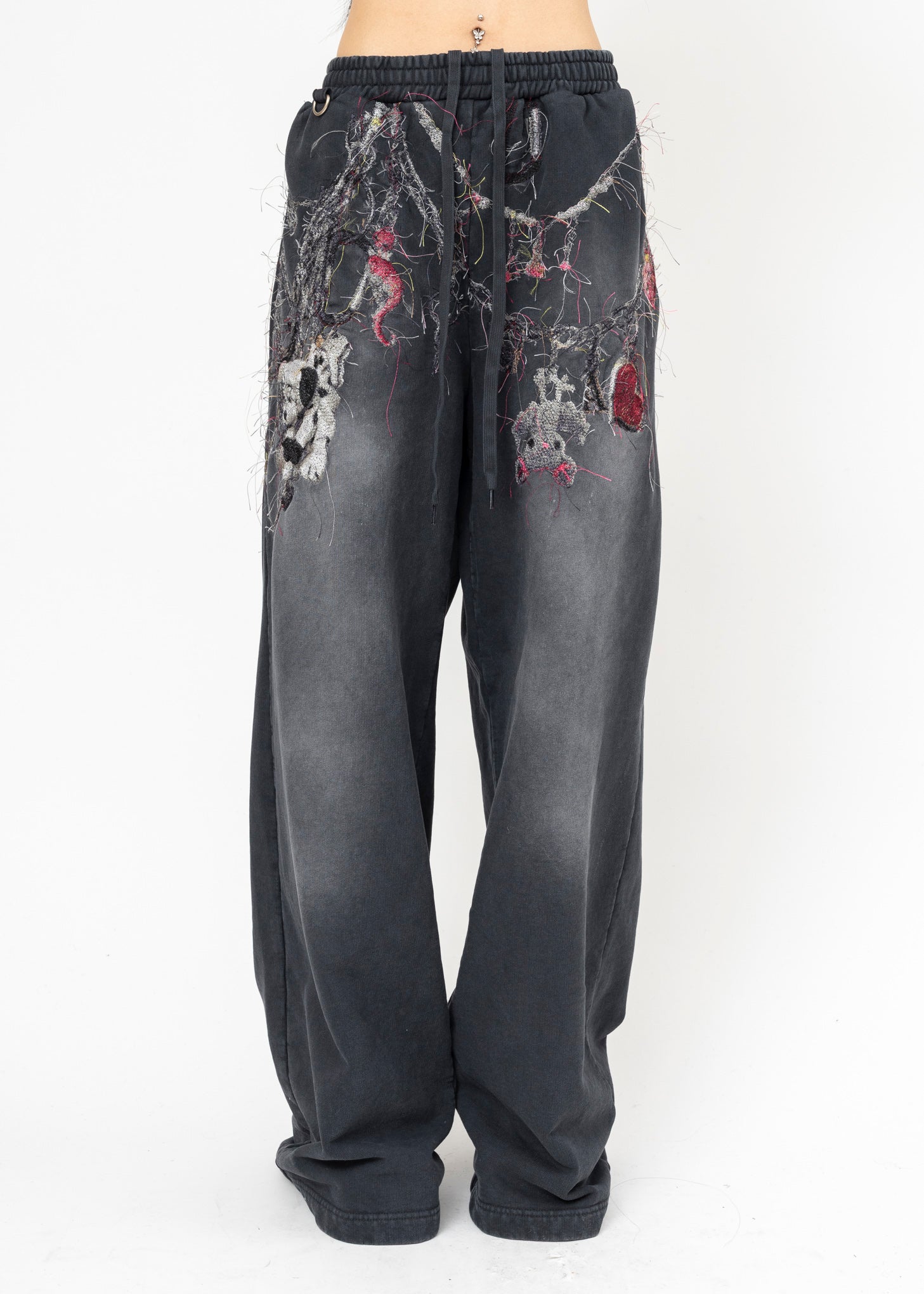 BLACK DOUBLET EMBROIDERED CHAIN ZIP-UP SWEATPANTS – 017 Shop