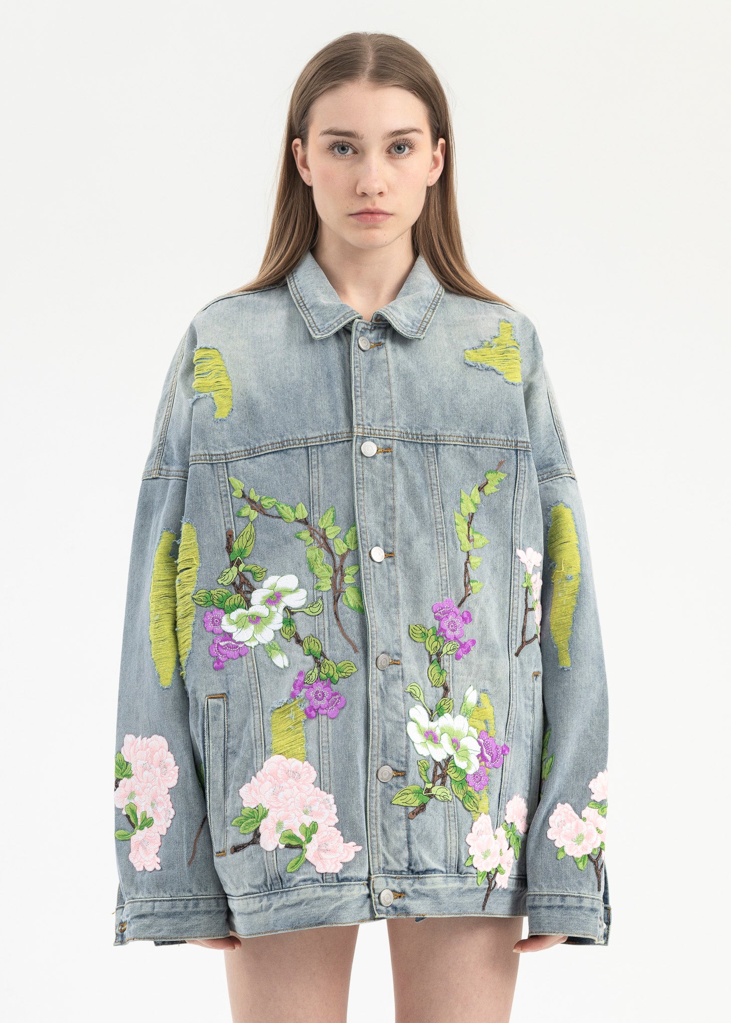 INDIGO EMBROIDERY PATCHWORK DENIM JACKET – 017 Shop