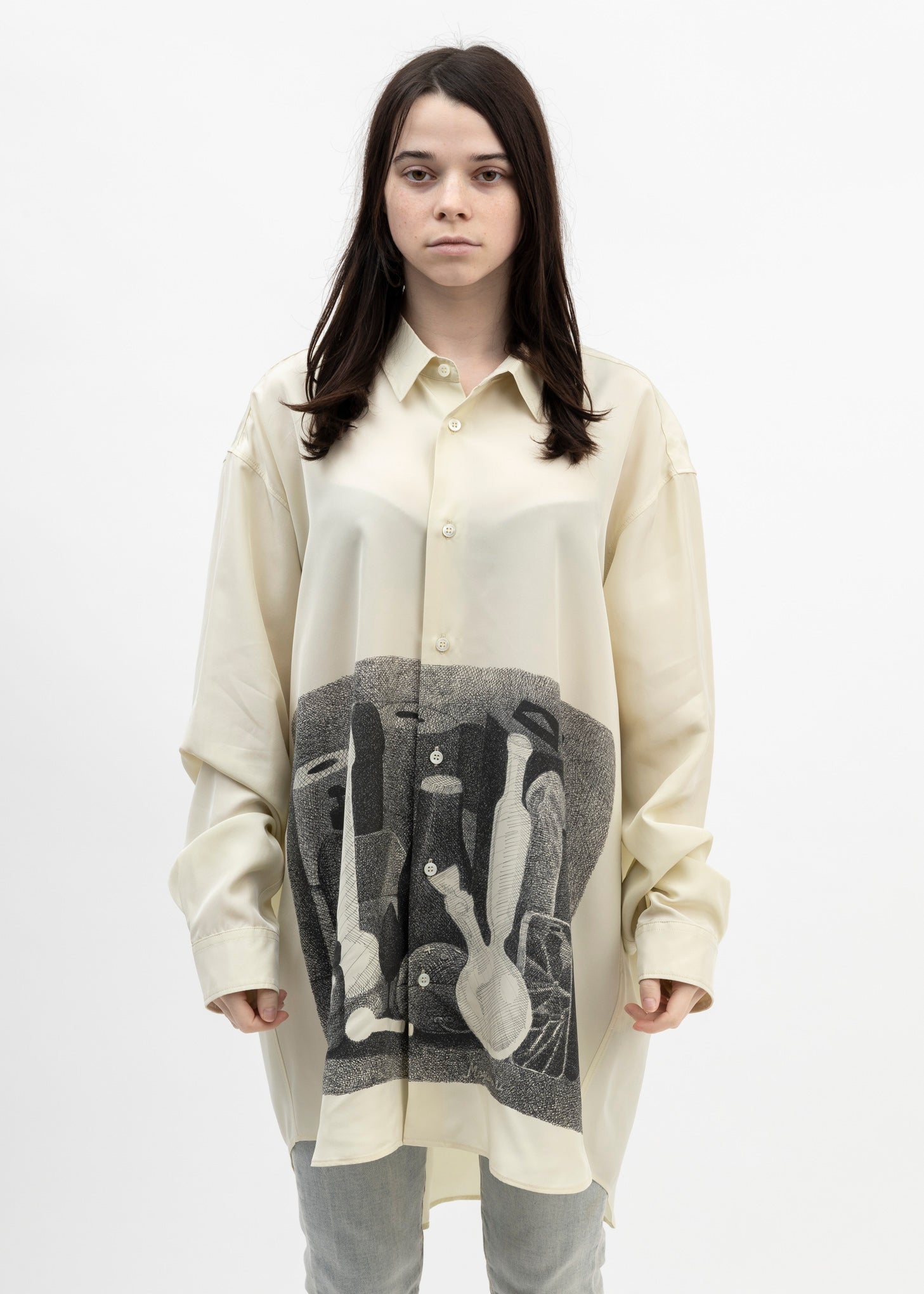 Beige Morandi Silk Shirt – 017 Shop