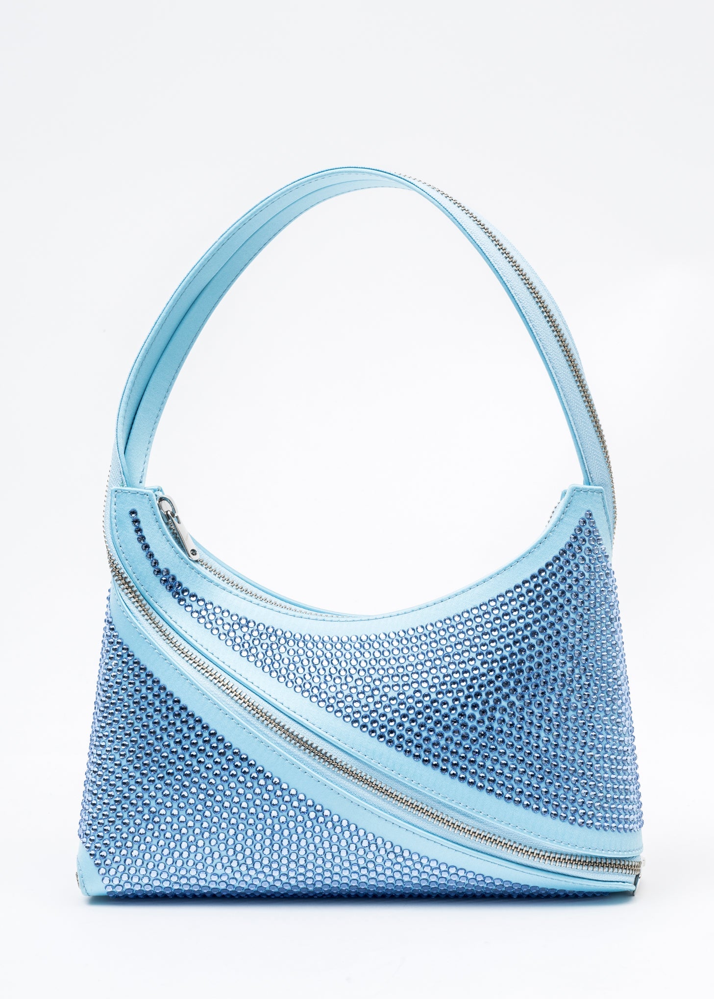 ICE BLUE CRYSTAL-EMBELLISHED ZIP BAGUETTE BAG – 017 Shop