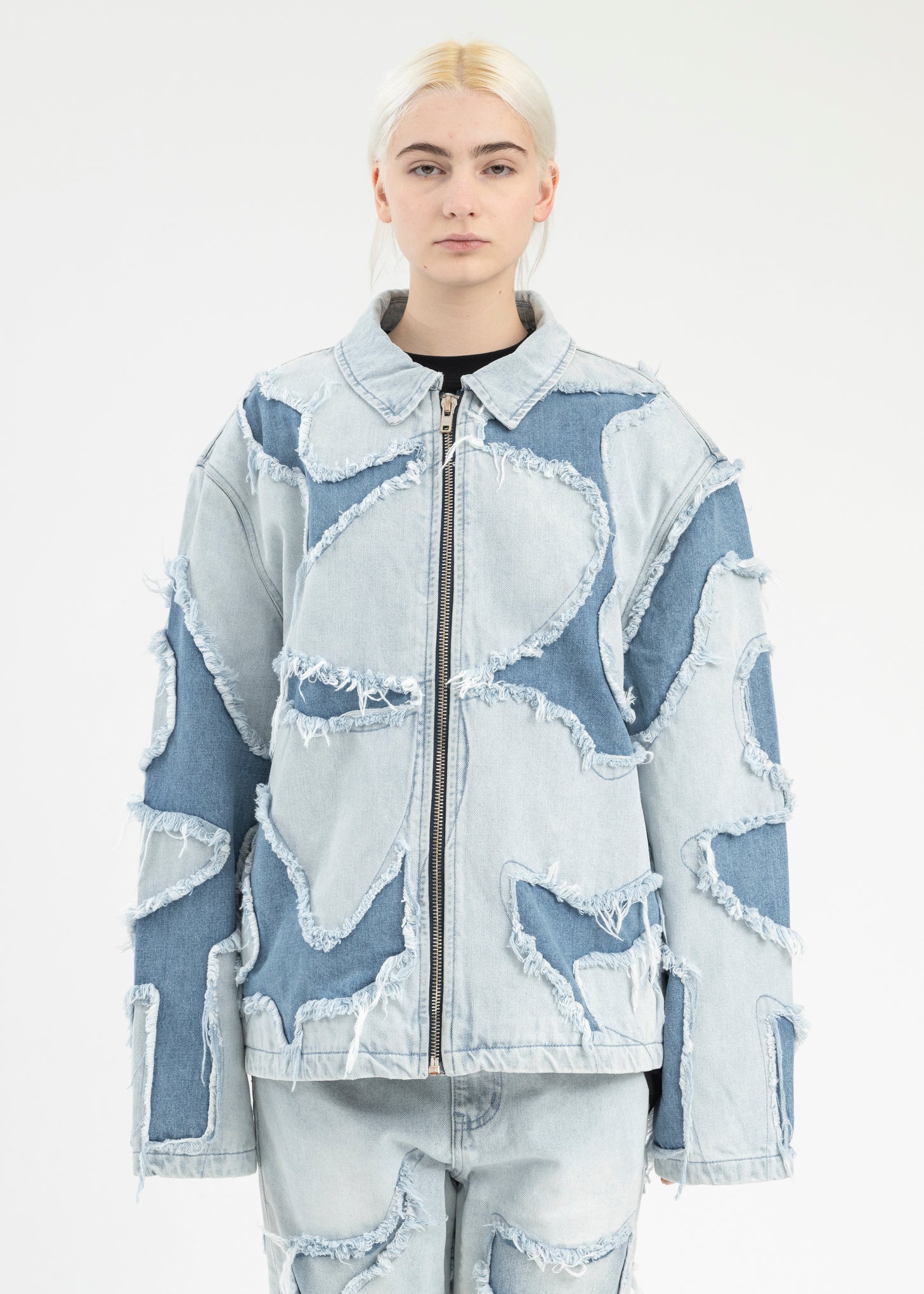 LIGHT BLUE PATCHWORK DENIM JACKET – 017 Shop