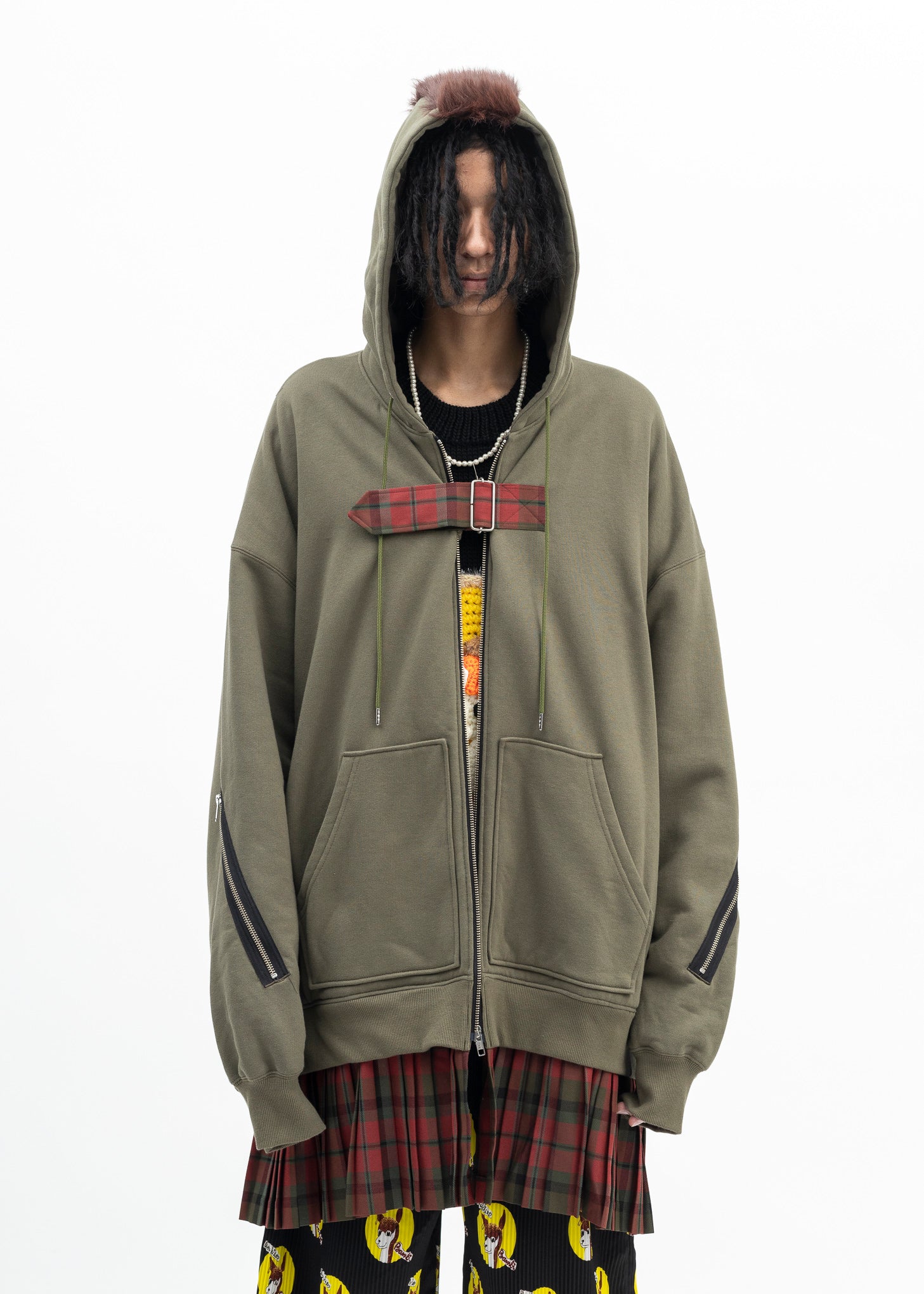 KHAKI GREEN MOHAWK PUNK HOODIE – 017 Shop
