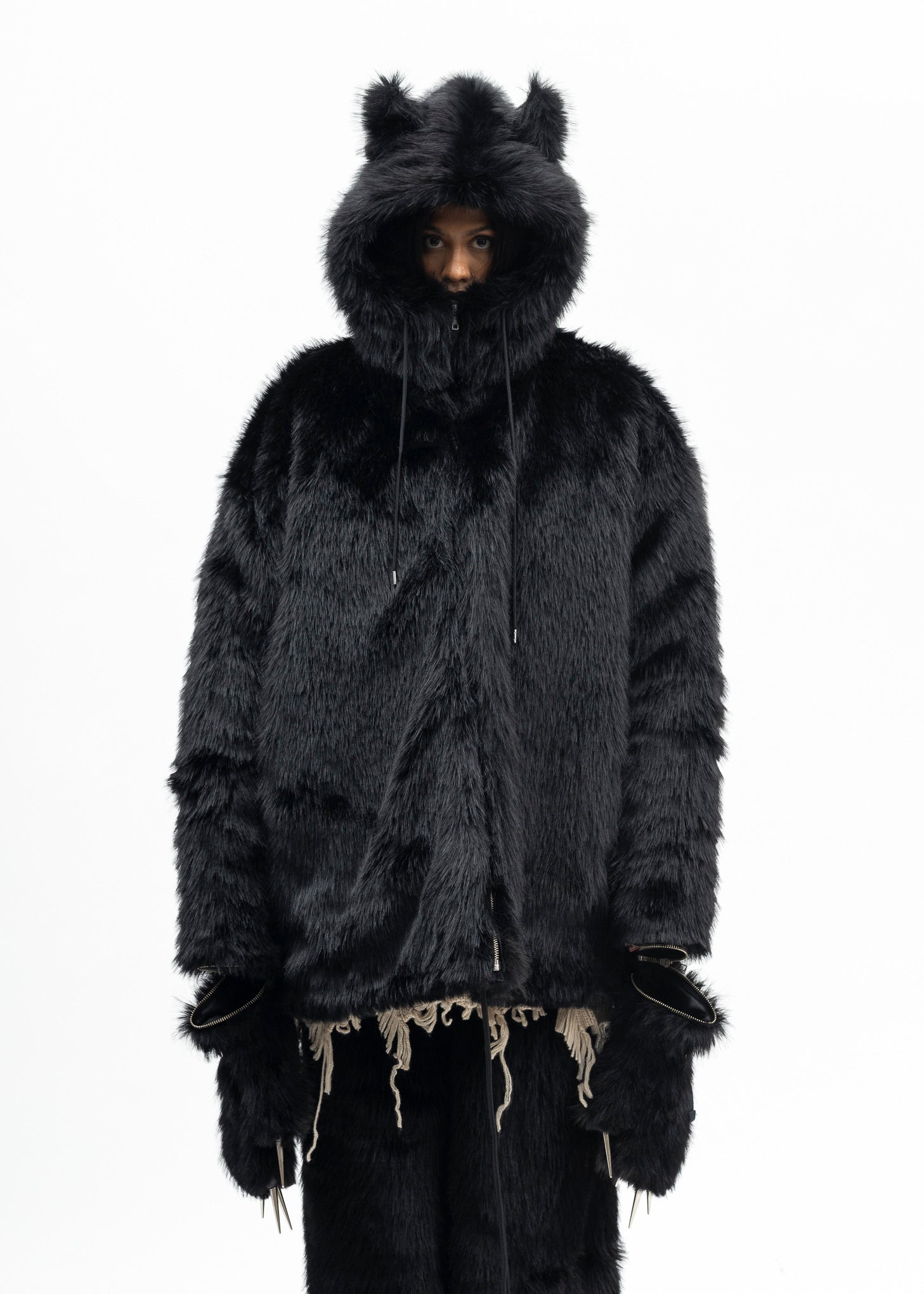 BLACK FAUX-FUR DEVIL JACKET – 017 Shop