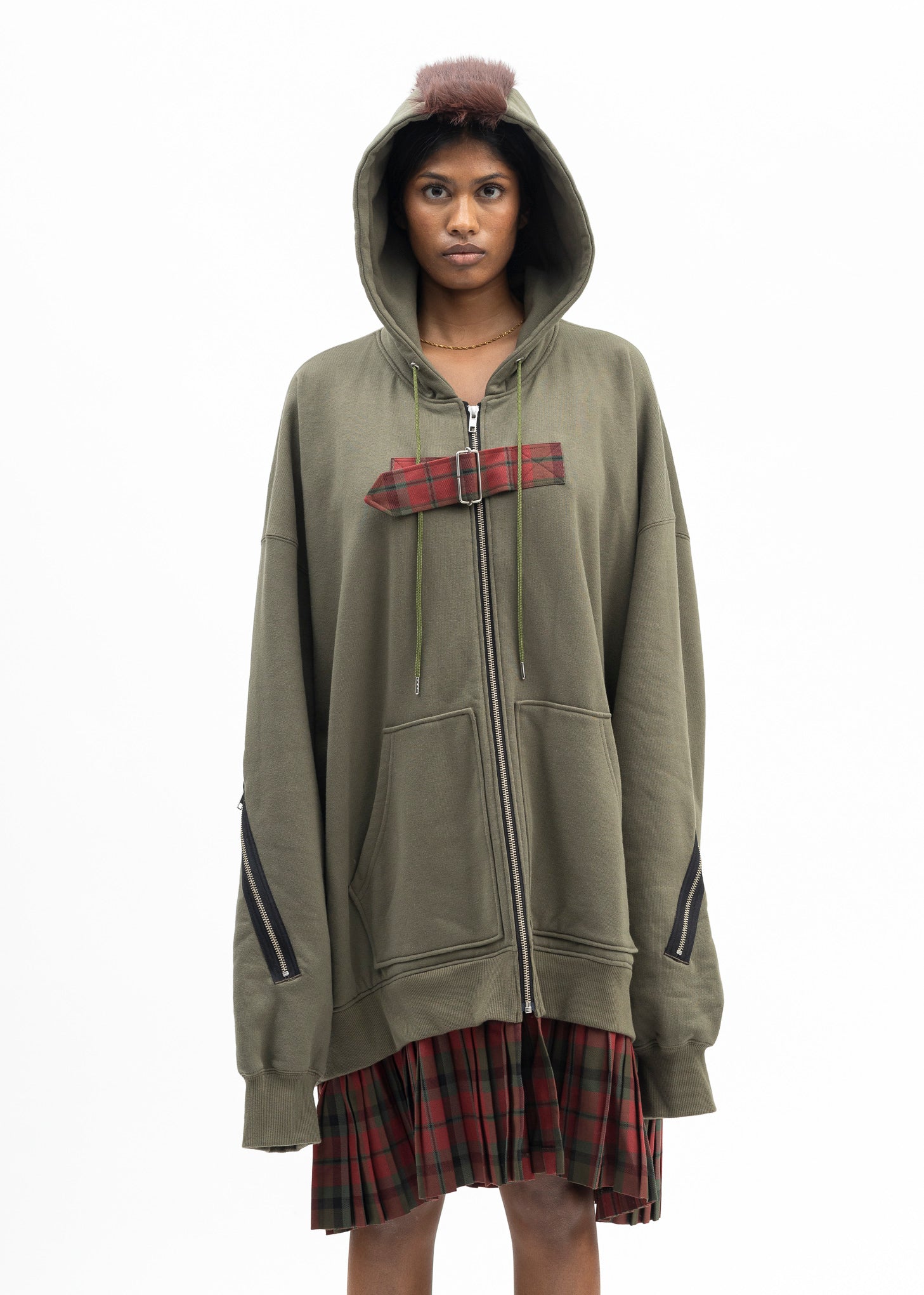 KHAKI GREEN MOHAWK PUNK HOODIE – 017 Shop