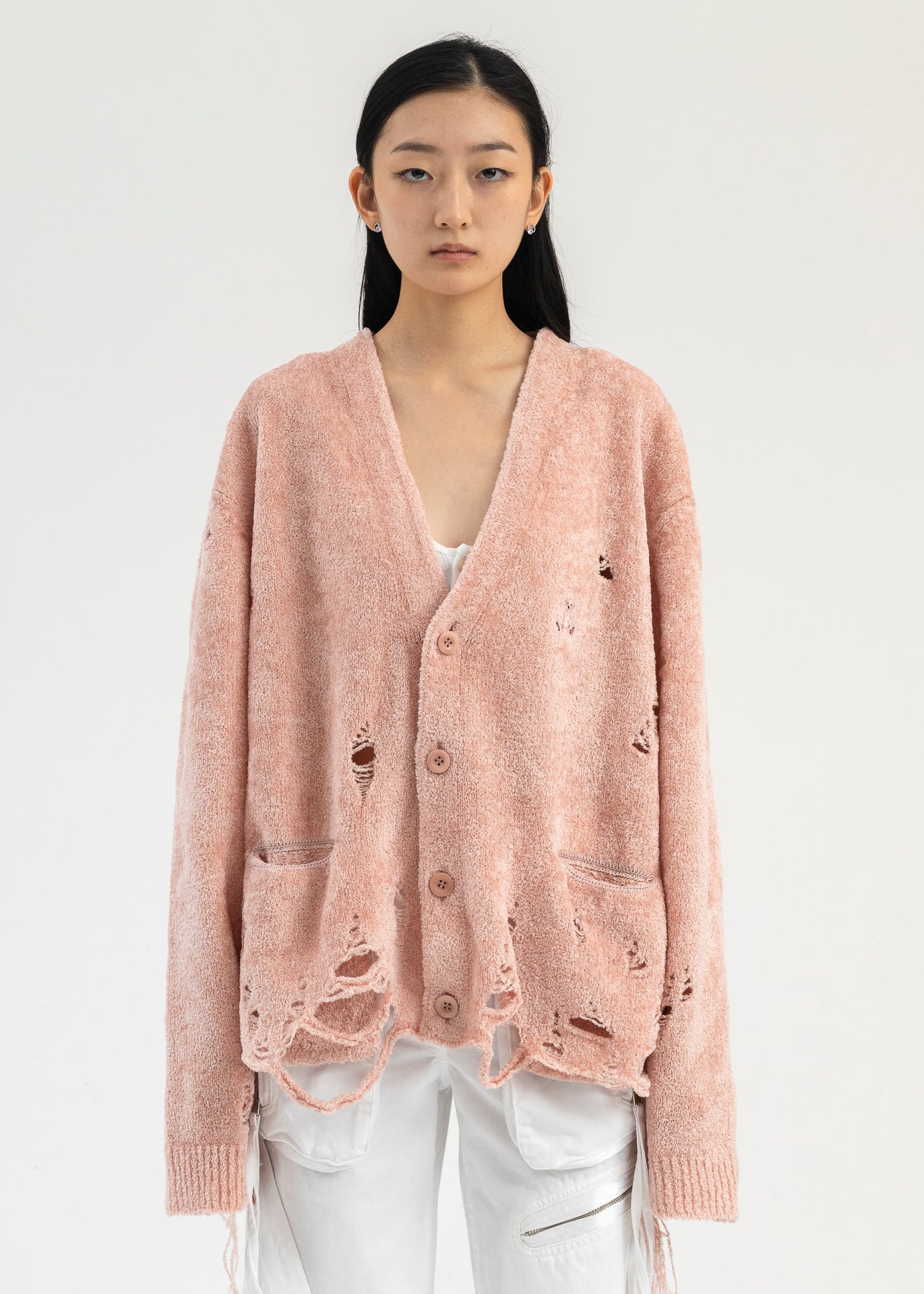 PINK SILK VELOUR SHORT CARDIGAN – 017 Shop