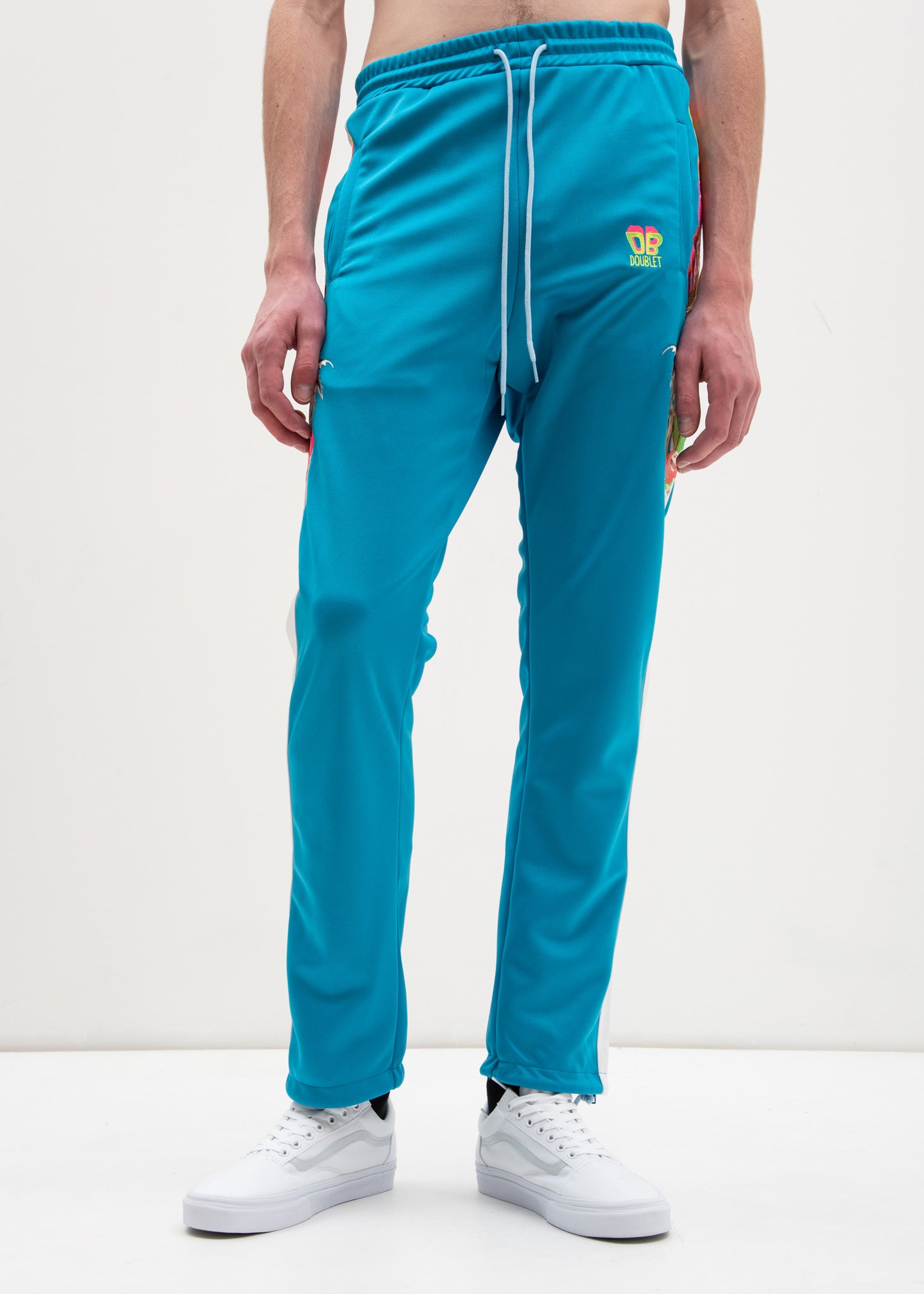 Light Blue Chaos Embroidery Track Pants – 017 Shop