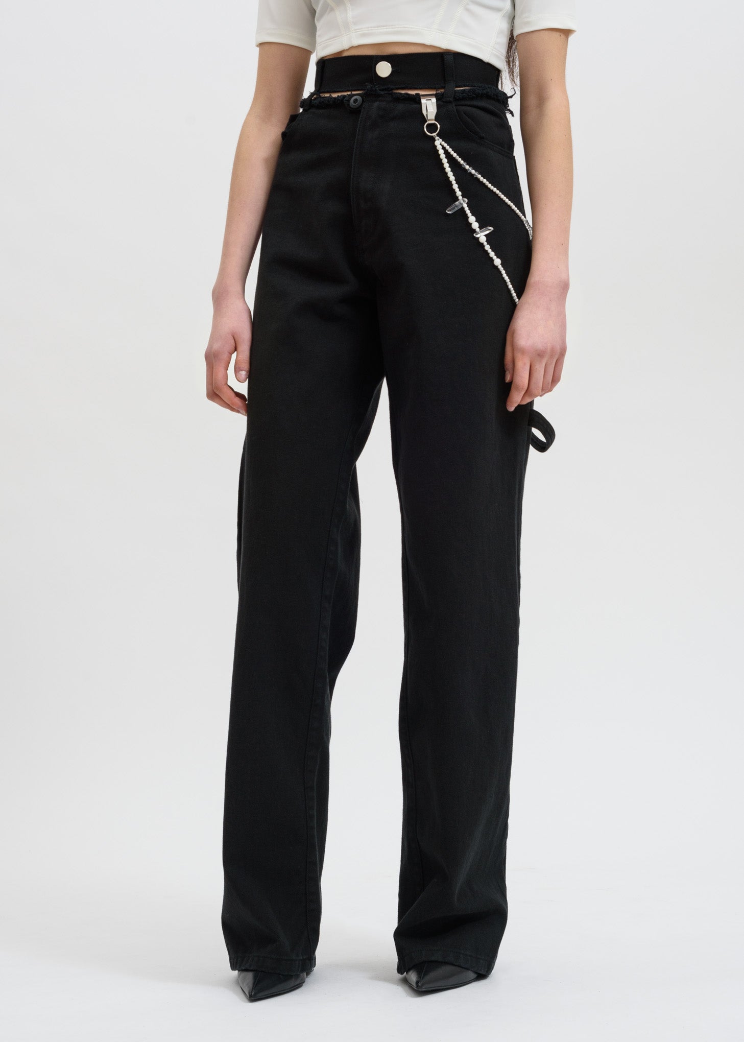 Black Damaged Denim Pants – 017 Shop