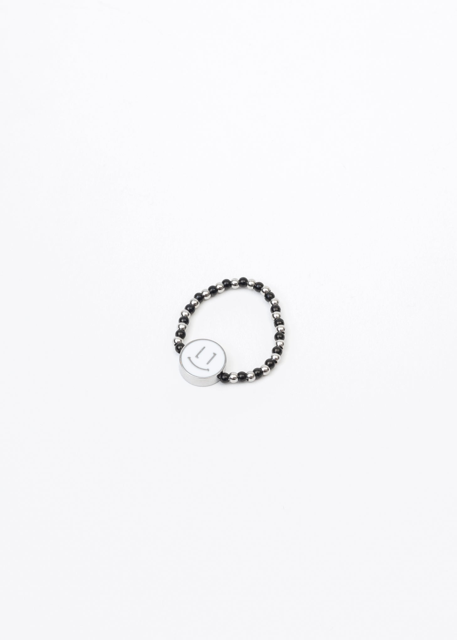 White Smiley Face Beaded Ring – 017 Shop