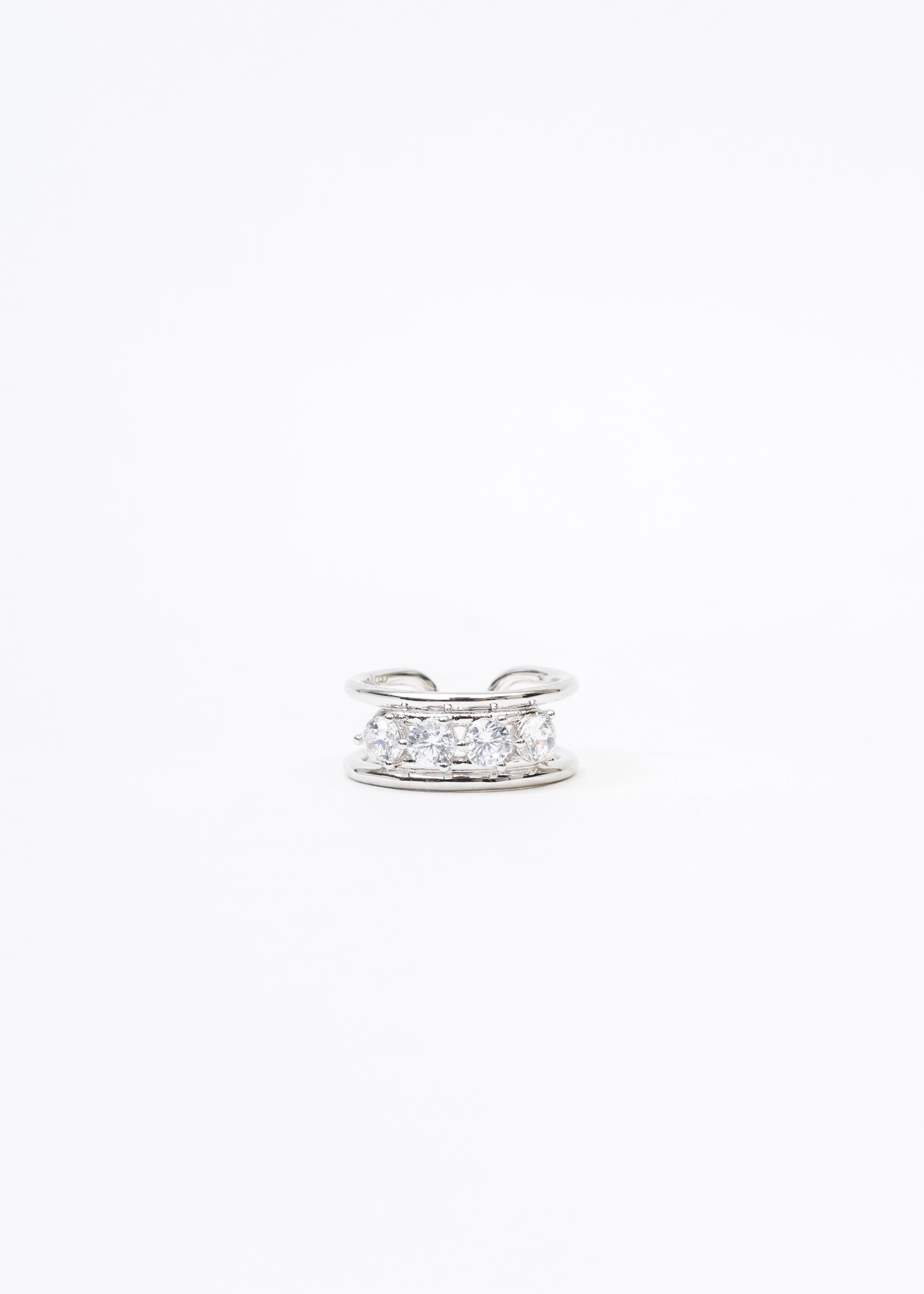 Silver Four Rhinestones Ring – 017 Shop