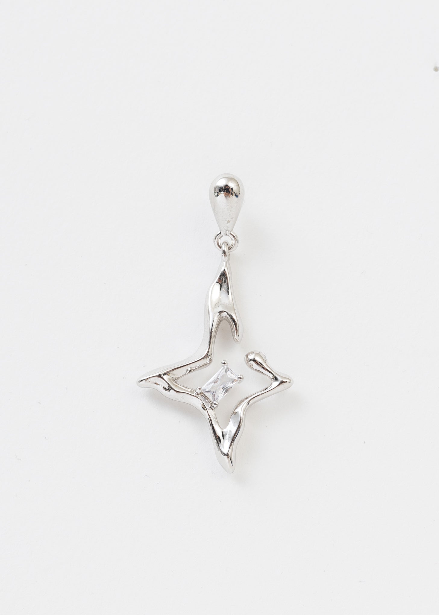 Silver Star Line And Rhinestone Earring - Single – 017 Shop