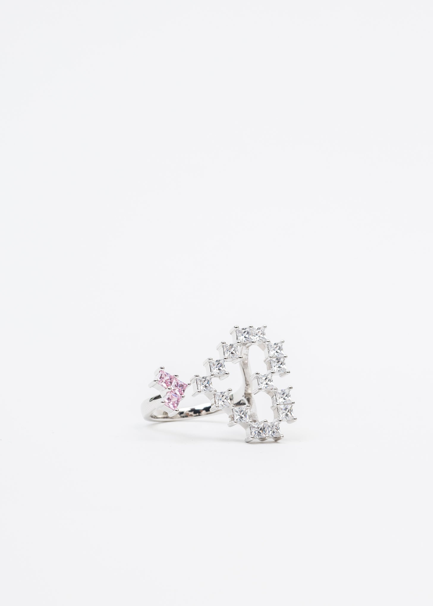 White And Pink Rhinestone Hearts Ring – 017 Shop