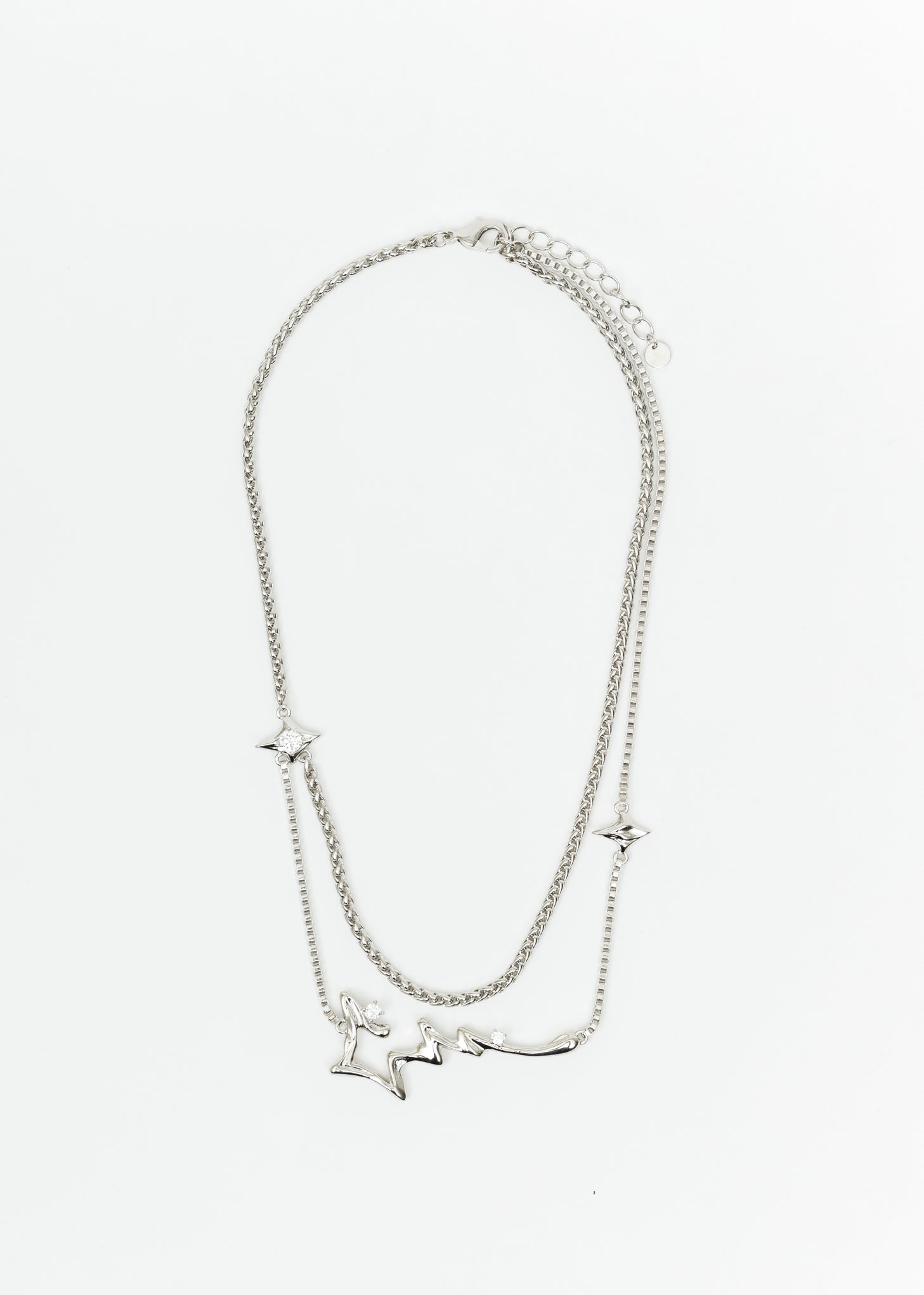 Silver Stars Mix Chains Necklace – 017 Shop