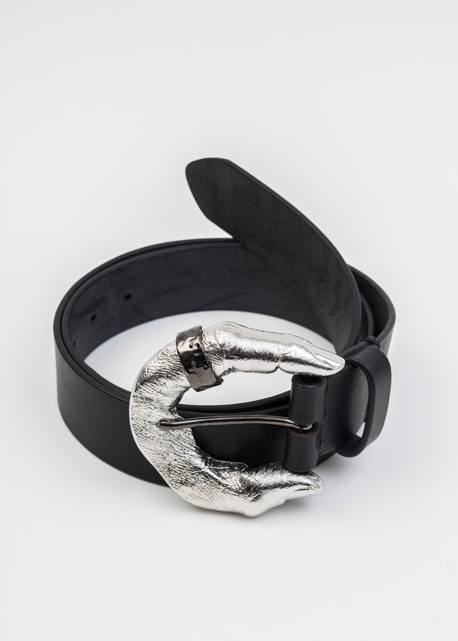 BLACK AND SILVER FINGER BUCKLE BELT – 017 Shop