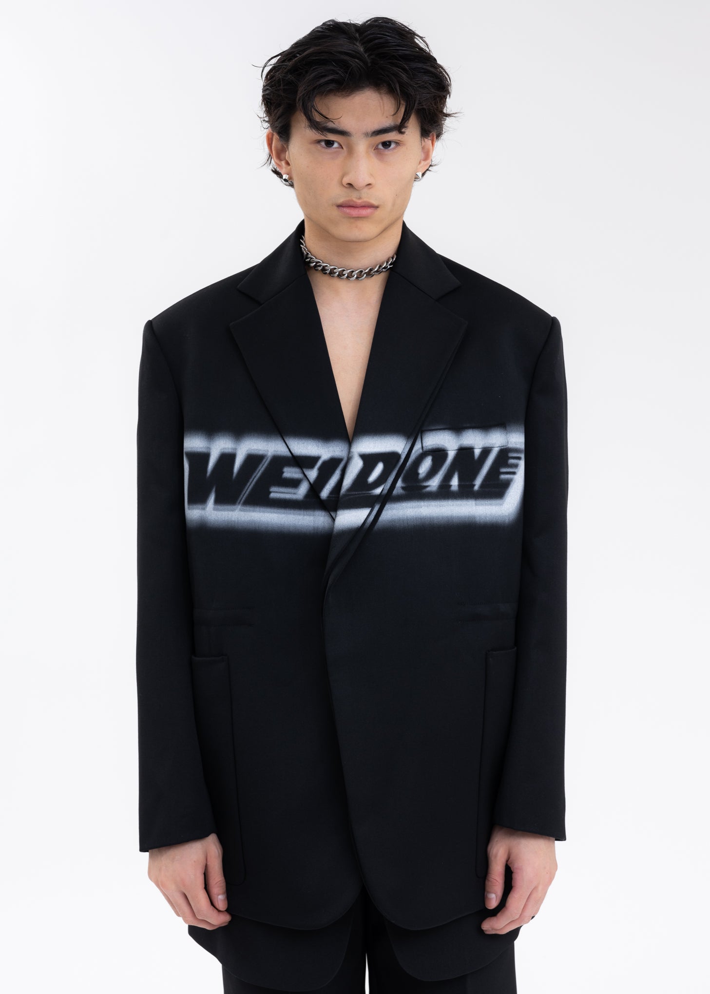 BLACK WAIST STRING JACKET WITH FRONT LOGO PRINT – 017 Shop