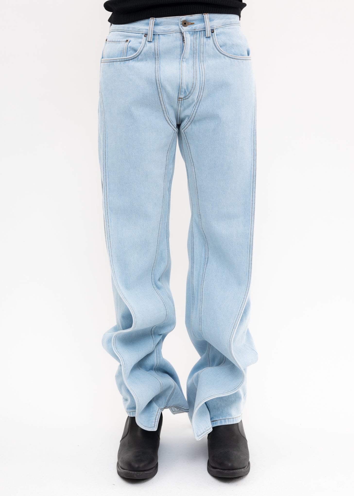Ice Blue Panel Jeans – 017 Shop