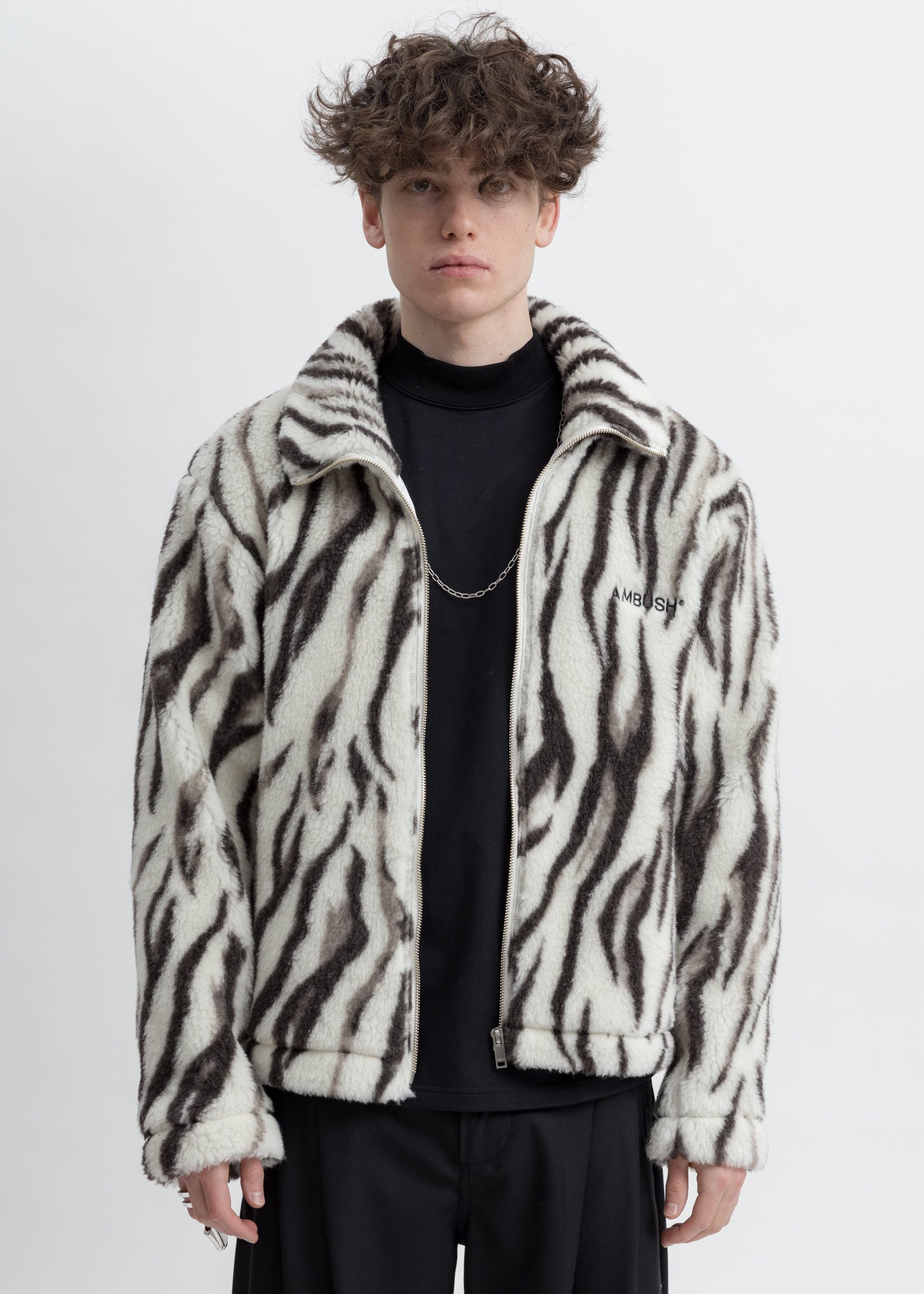 White Tiger Print Fleece Jacket – 017 Shop