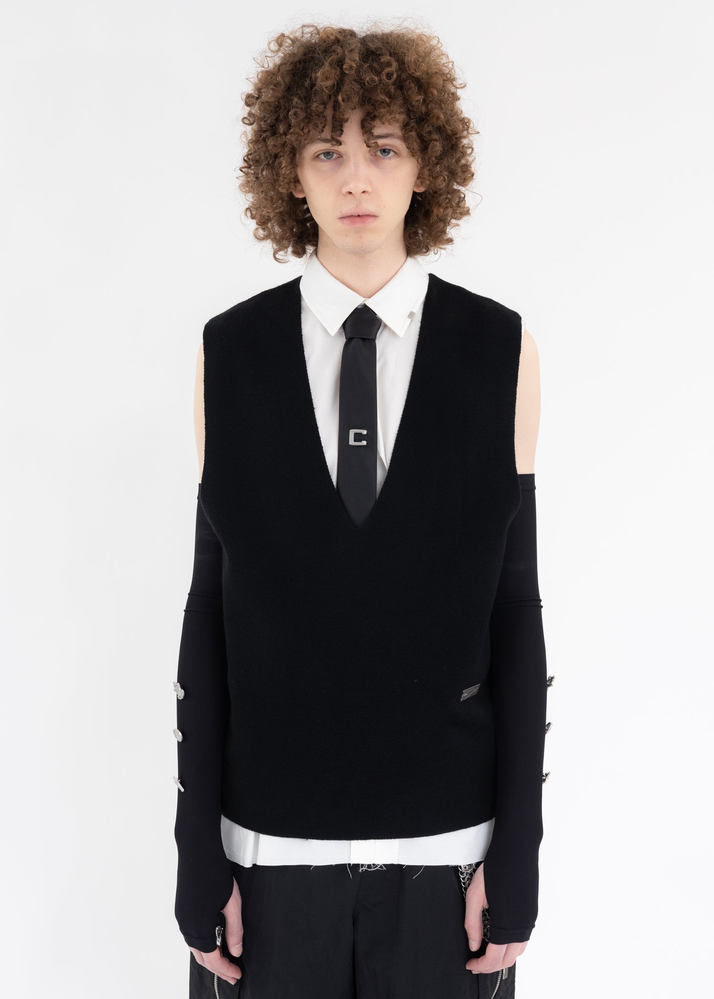 Black Deep V-Neck Knit Vest – 017 Shop