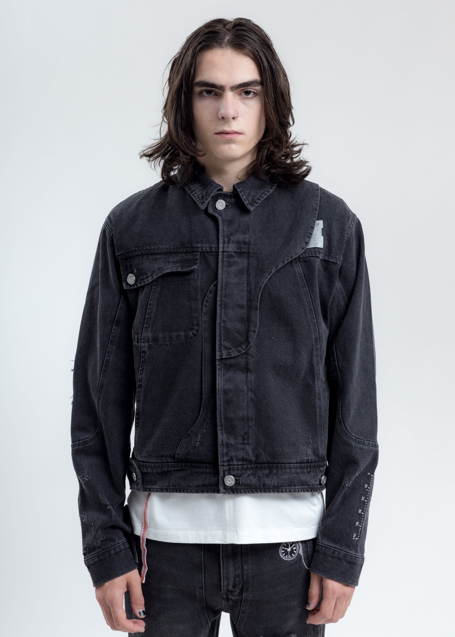 Black Distressed Chaotic Denim Jacket – 017 Shop